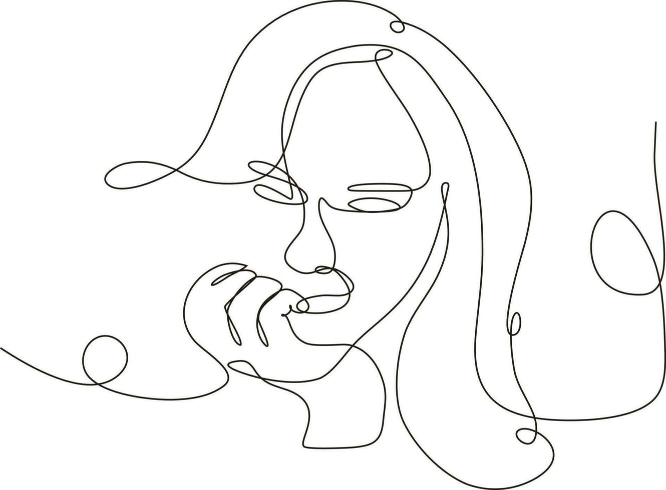 Continuous Line Illustration Design Girl Posing 13075079 Vector Art At
