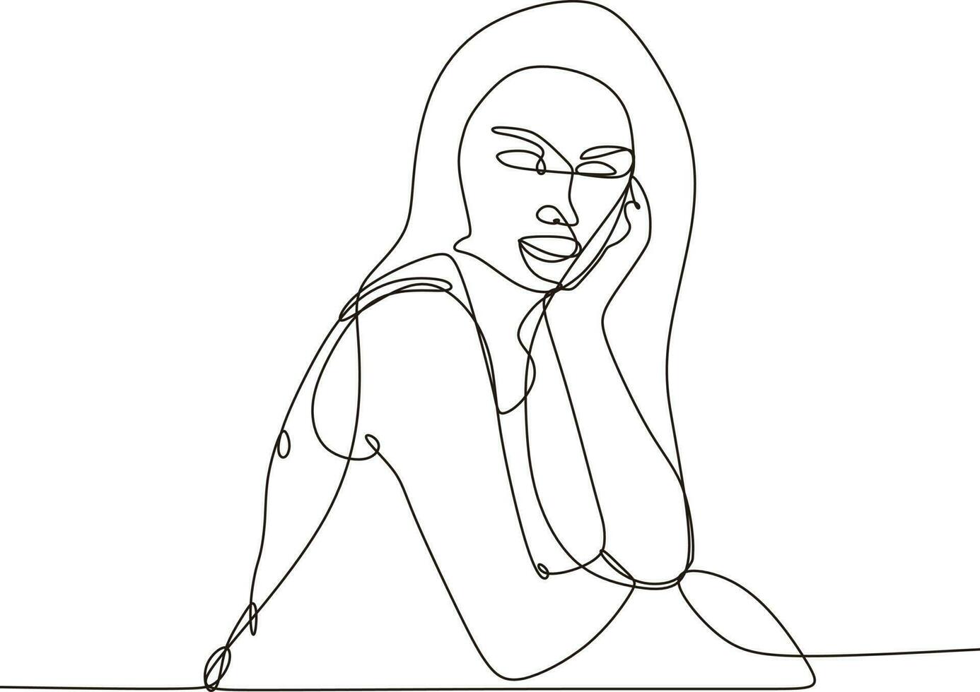 Continuous Line Illustration Design Girl Posing 13075081 Vector Art At