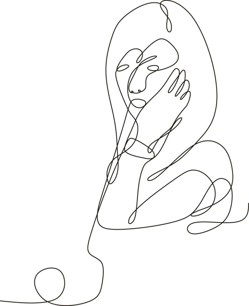 Continuous Line Illustration Design Girl Posing 13075083 Vector Art At