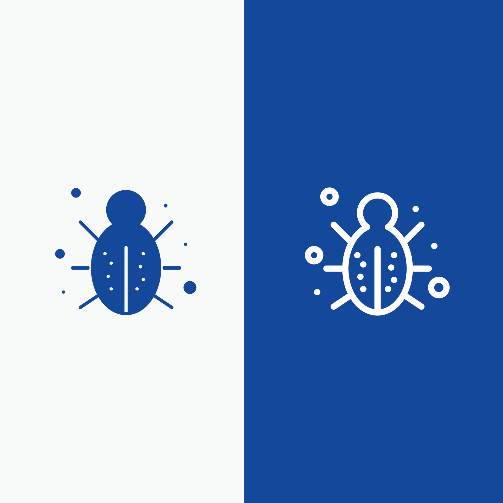 Bug Internet Network Protection Security Line And Glyph Solid Icon Blue