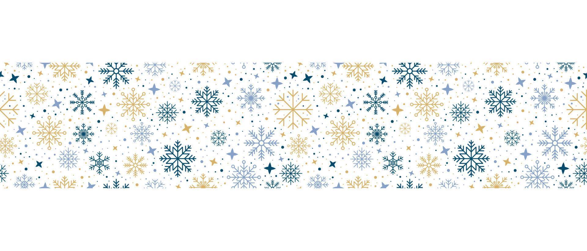 Abstract snowflake seamless border. Snowflakes seamless pattern ...