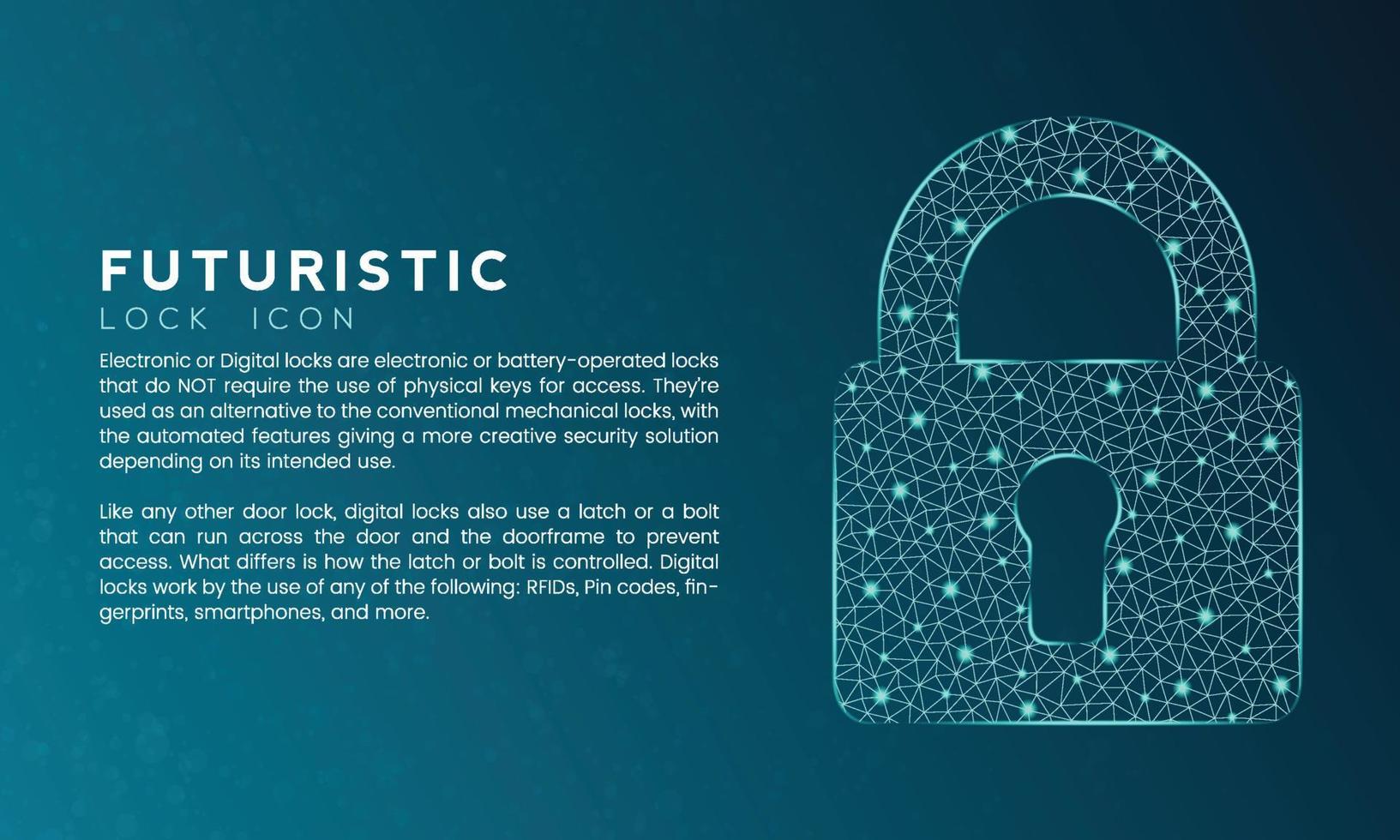 Blue futuristic lock icon concept with polygon node connected dots and neon effect 13077667 ...