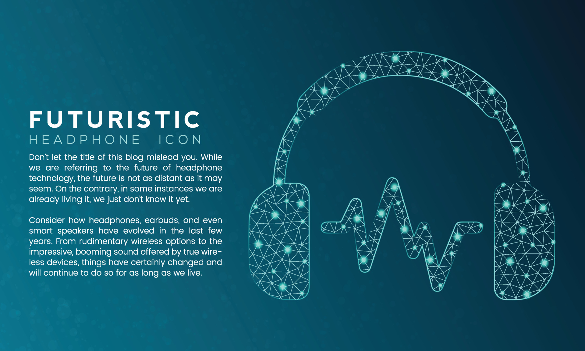 Blue Futuristic Headphone Icon Concept With Polygon Node Connected Dots And Neon Effect 13077669