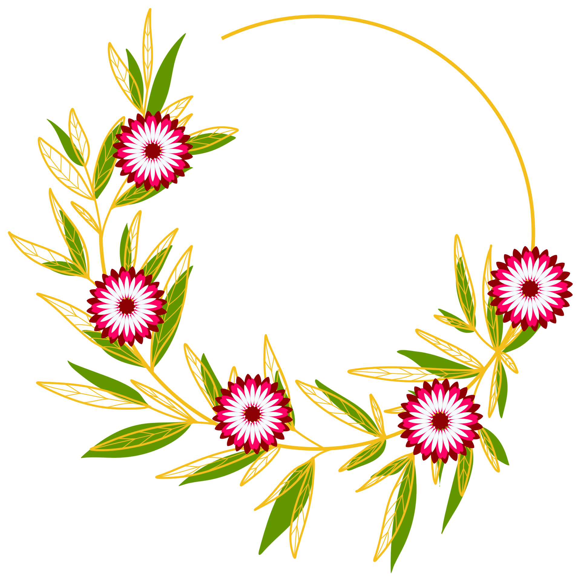 Gold Leaves Circle Frame with Pink Flower 13077843 PNG Gold Leaves Circle Frame with Pink Flower 13077843 PNG