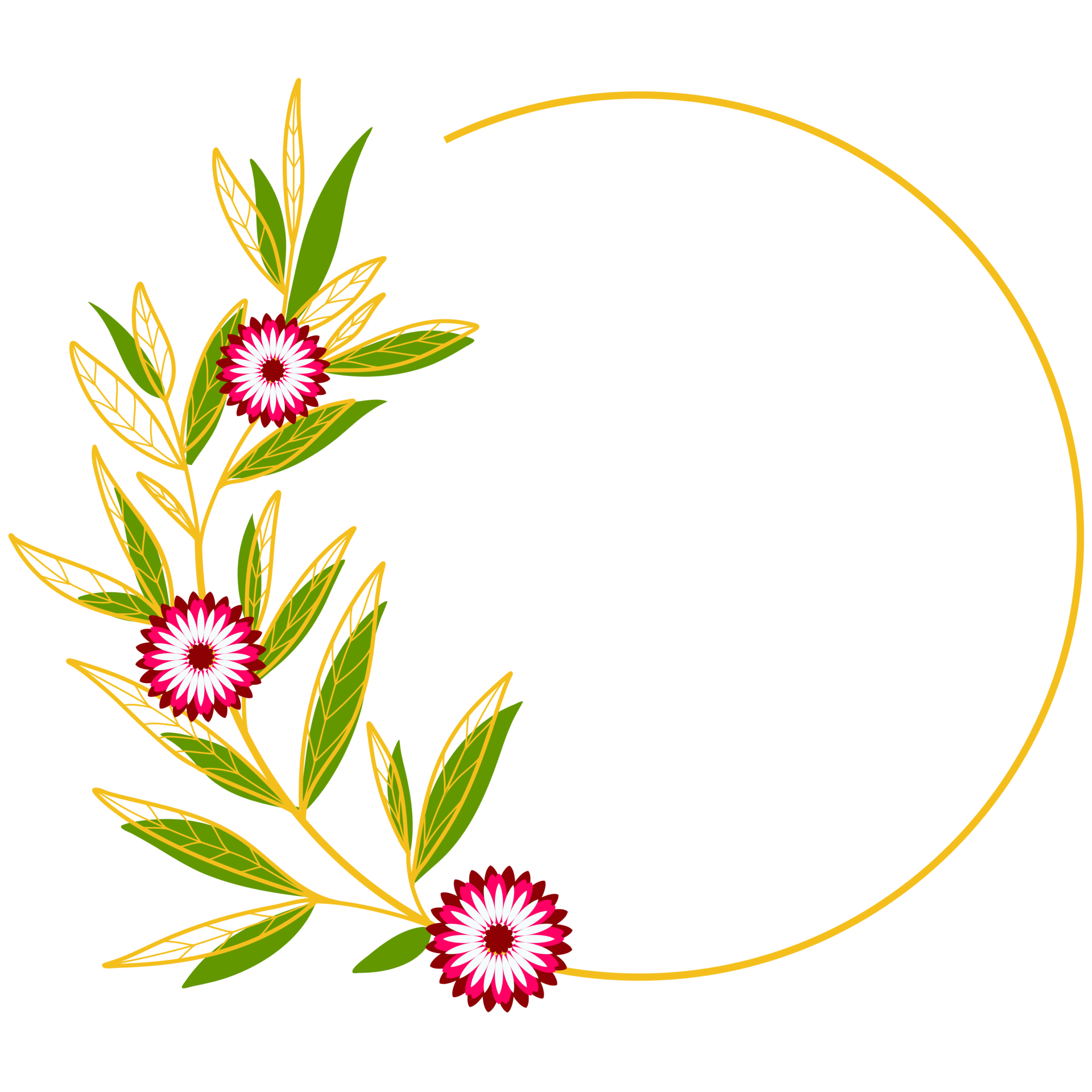 Gold Leaves Circle Frame with Pink Flower 13077955 PNG Gold Leaves Circle Frame with Pink Flower 13077955 PNG