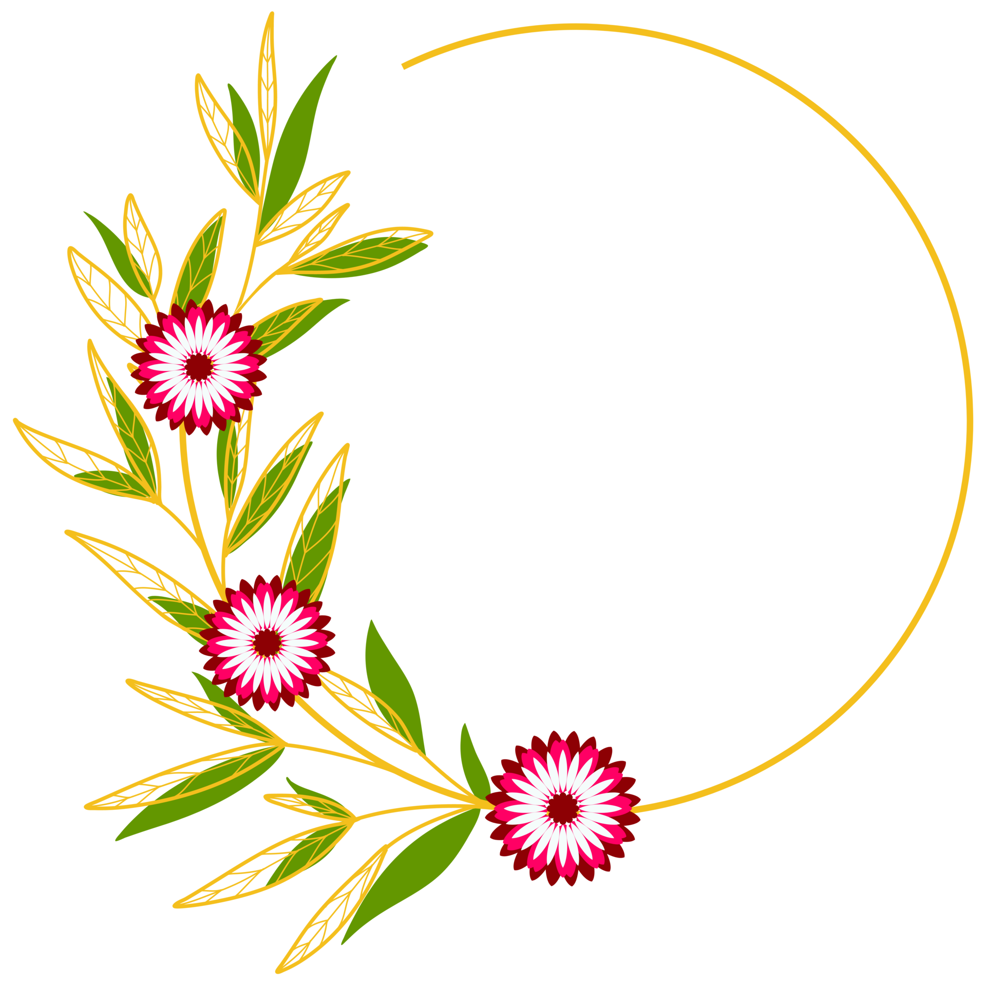 Gold Leaves Circle Frame with Pink Flower 13078042 PNG Gold Leaves Circle Frame with Pink Flower 13078042 PNG