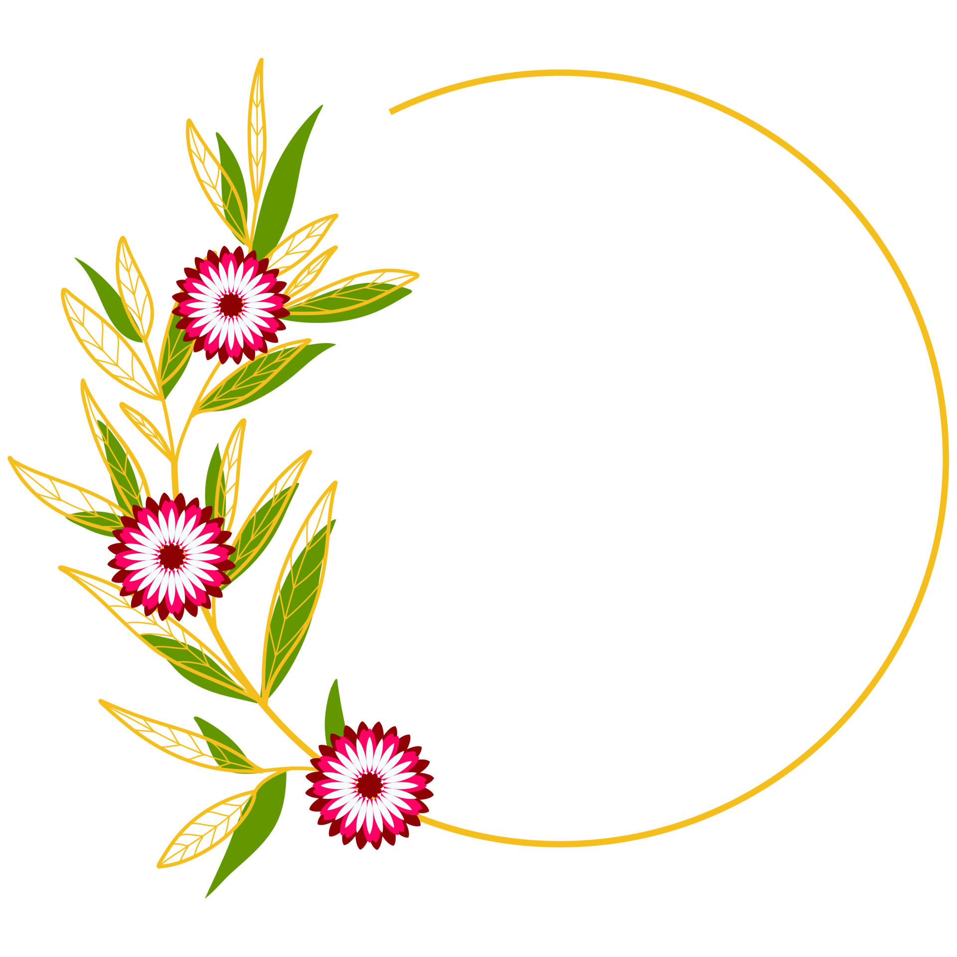 Gold Leaves Circle Frame with Pink Flower 13078047 PNG Gold Leaves Circle Frame with Pink Flower 13078047 PNG