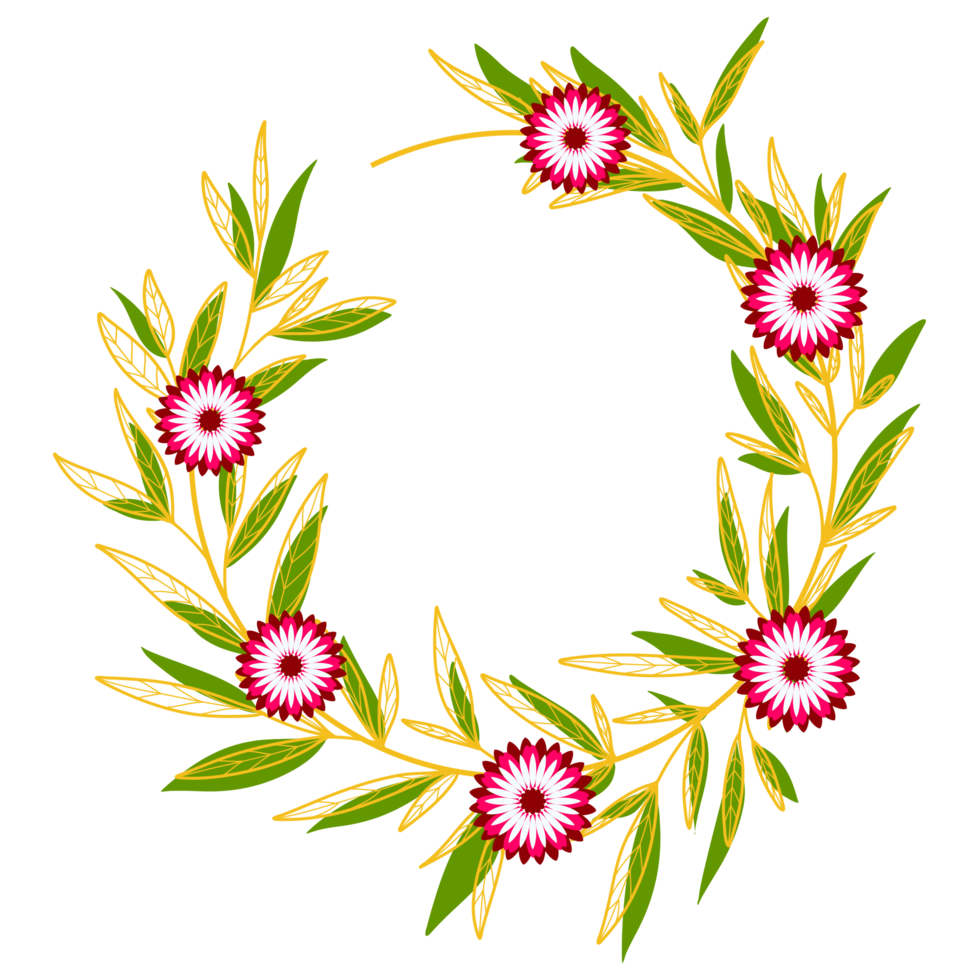 Gold Leaves Circle Frame with Pink Flower 13078096 PNG Gold Leaves Circle Frame with Pink Flower 13078096 PNG