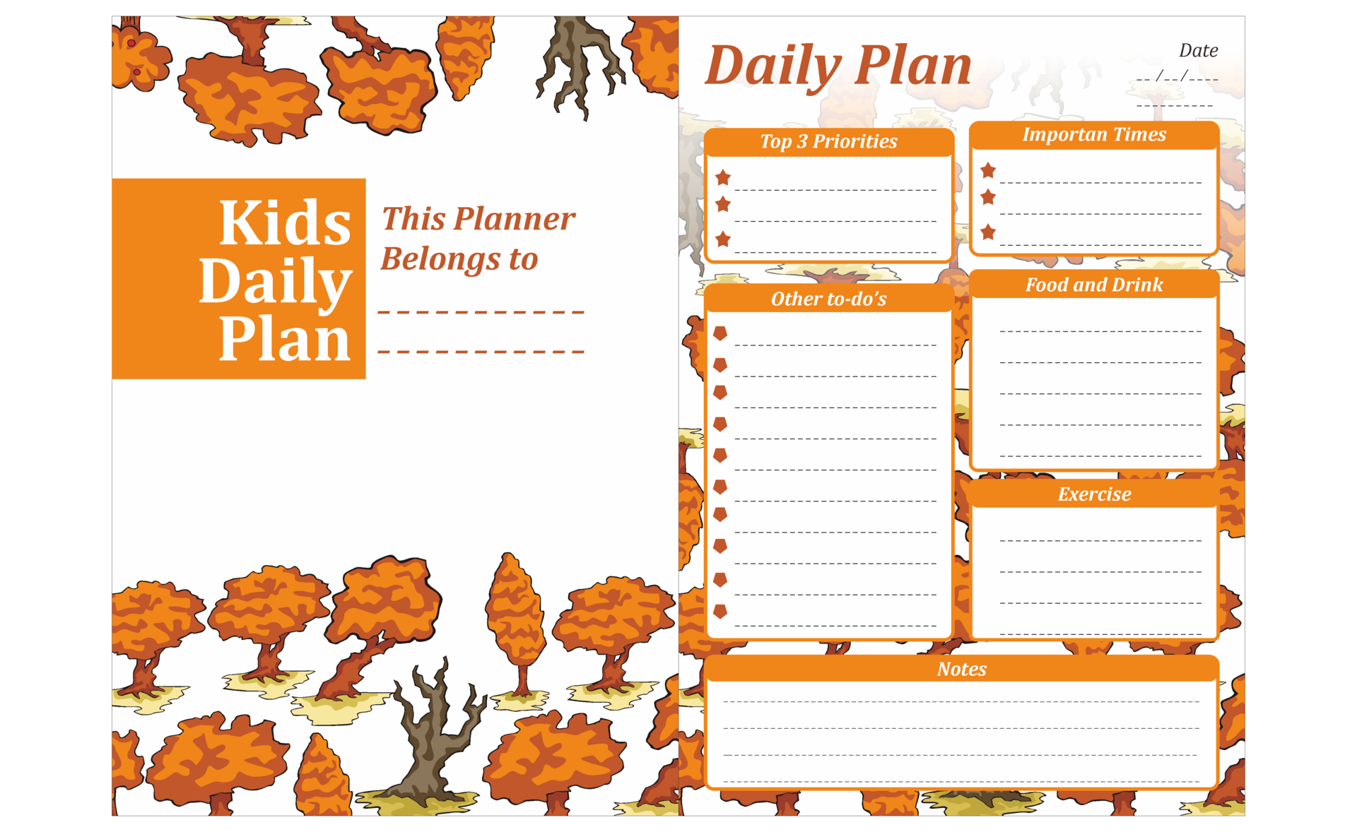 Kids Daily Plan Design With Tree In Autumn Theme 13078499 PNG kids-daily-plan-design-with-tree-in-autumn-theme-13078499-png