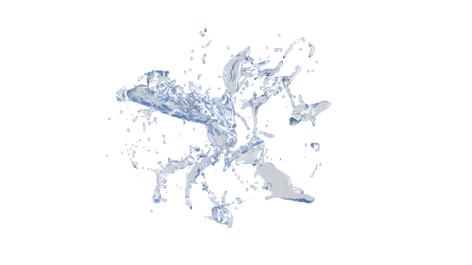 Water Splash With Droplets On Black Background 3d Illustration