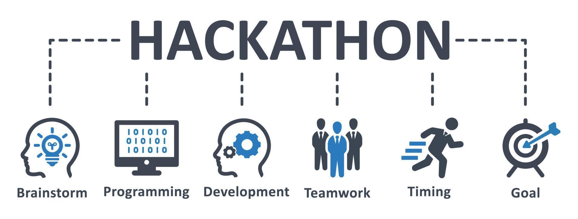 Hackathon Icon Vector Illustration Hackathon Brainstorm Development Programming Timing