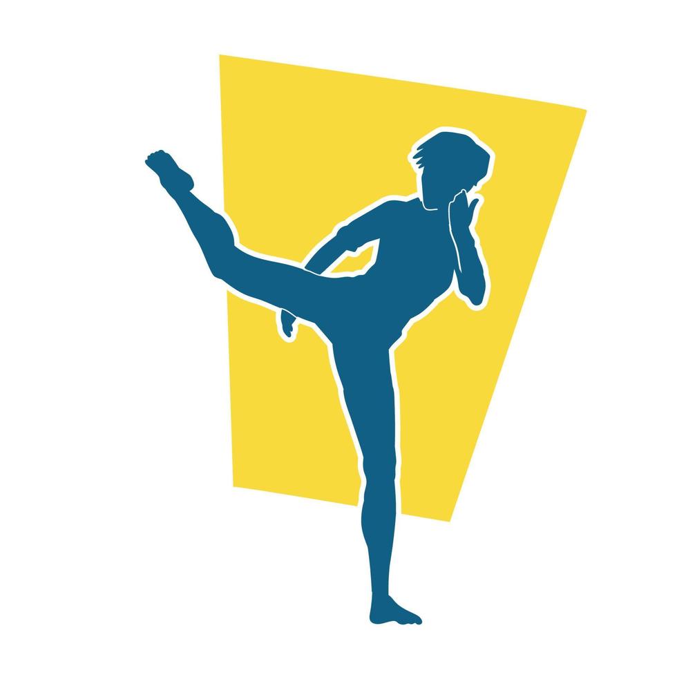 Martial Arts Woman In Action Posing Silhouette Vector 13080136 Vector