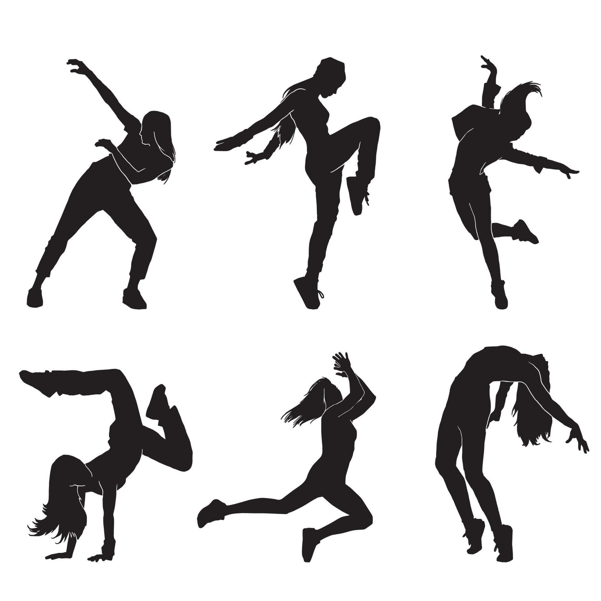 Female hip-hop dancer, woman street break dance vector silhouette on white background 13080440 ...