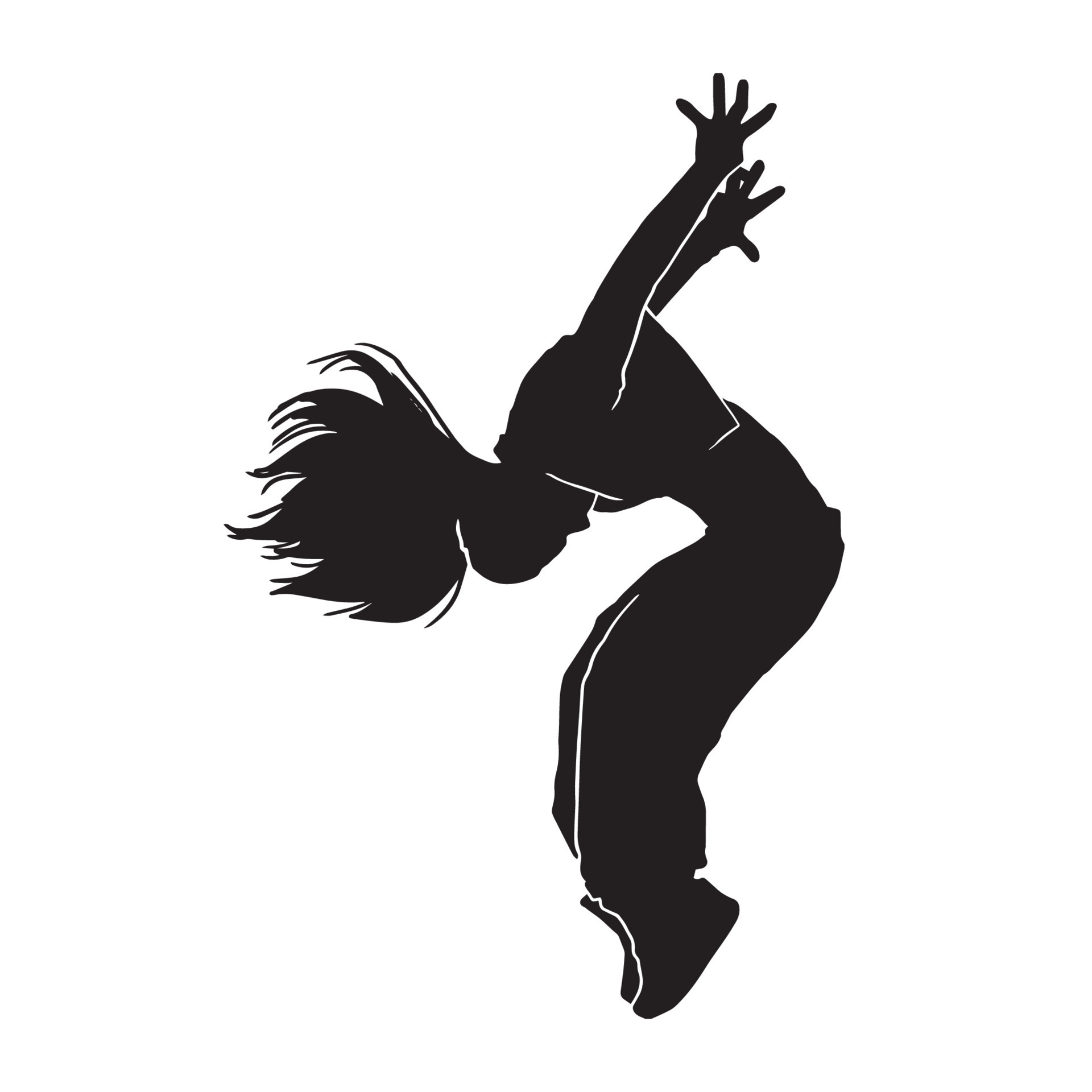 Female hip-hop dancer, woman street break dance vector silhouette on white background 13080509 ...
