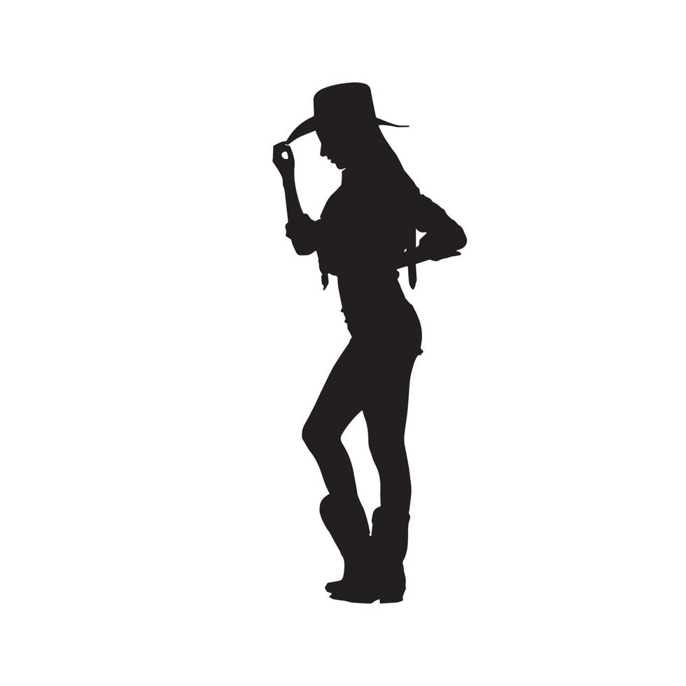 Beautiful Woman Wearing Western Suit Cowgirl Vector Silhouette On