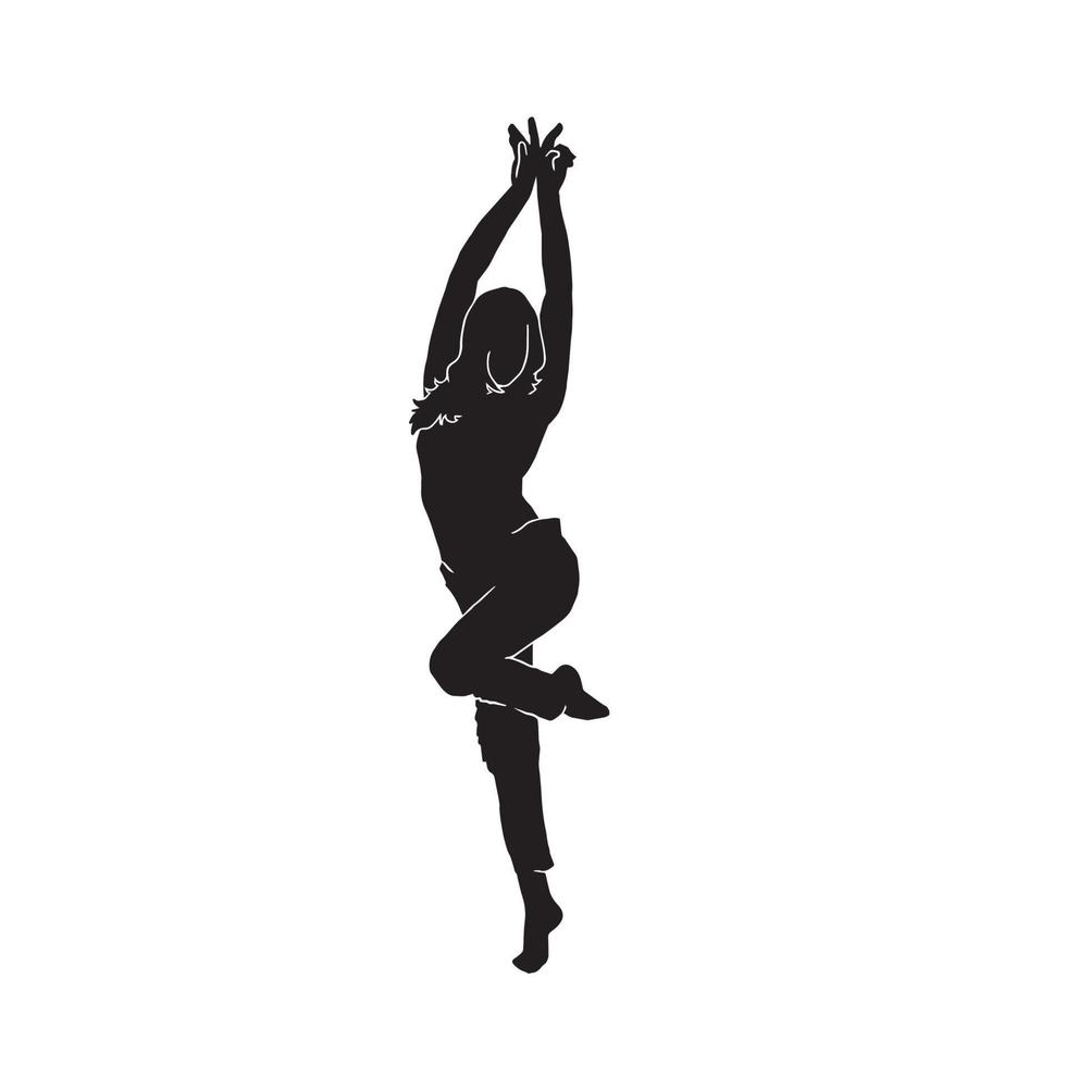 Female Hip Hop Dancer Woman Street Break Dance Vector Silhouette On