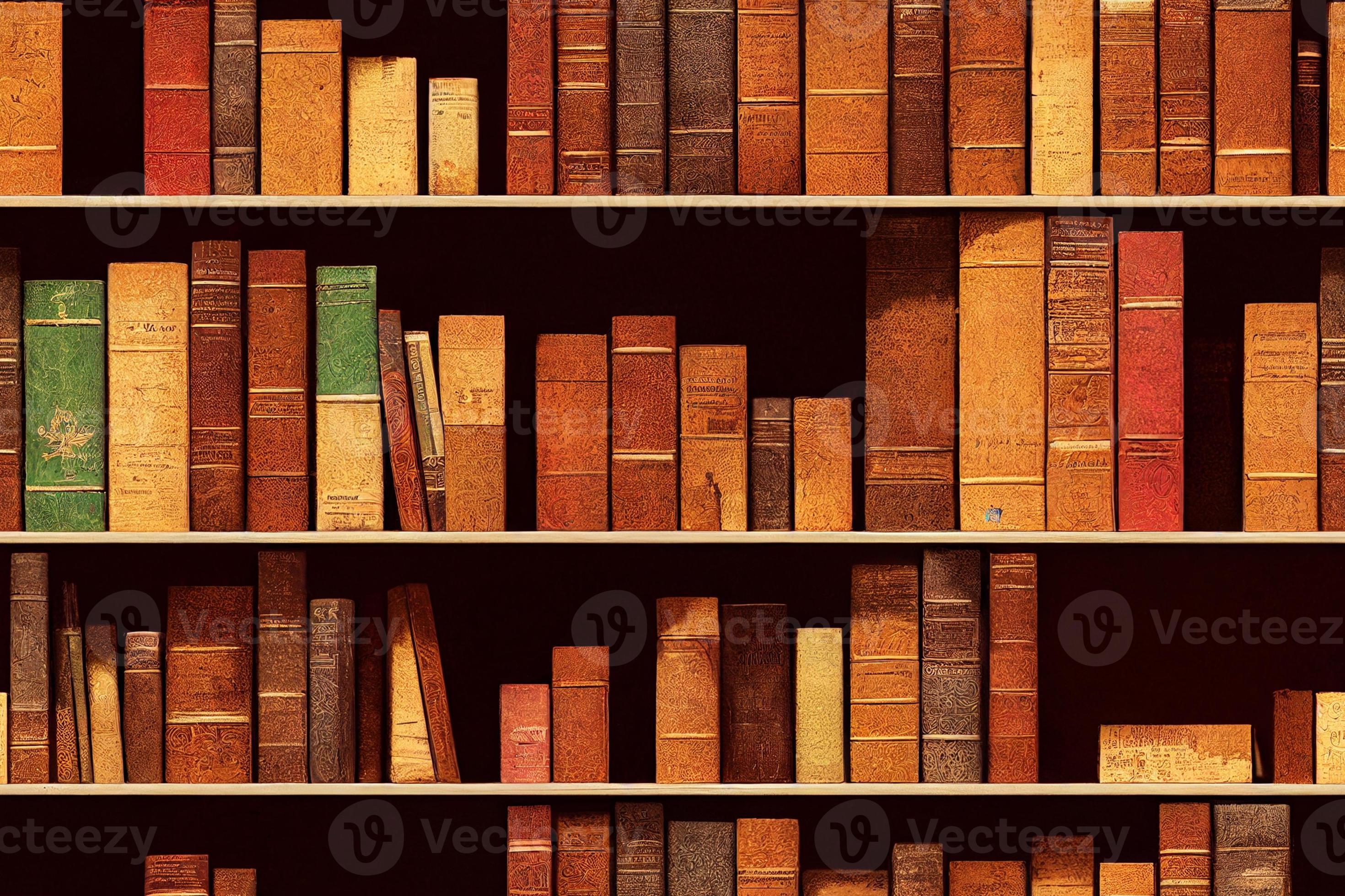 Seamless pattern. old Book shelf with colorful books. Vector 3d ...