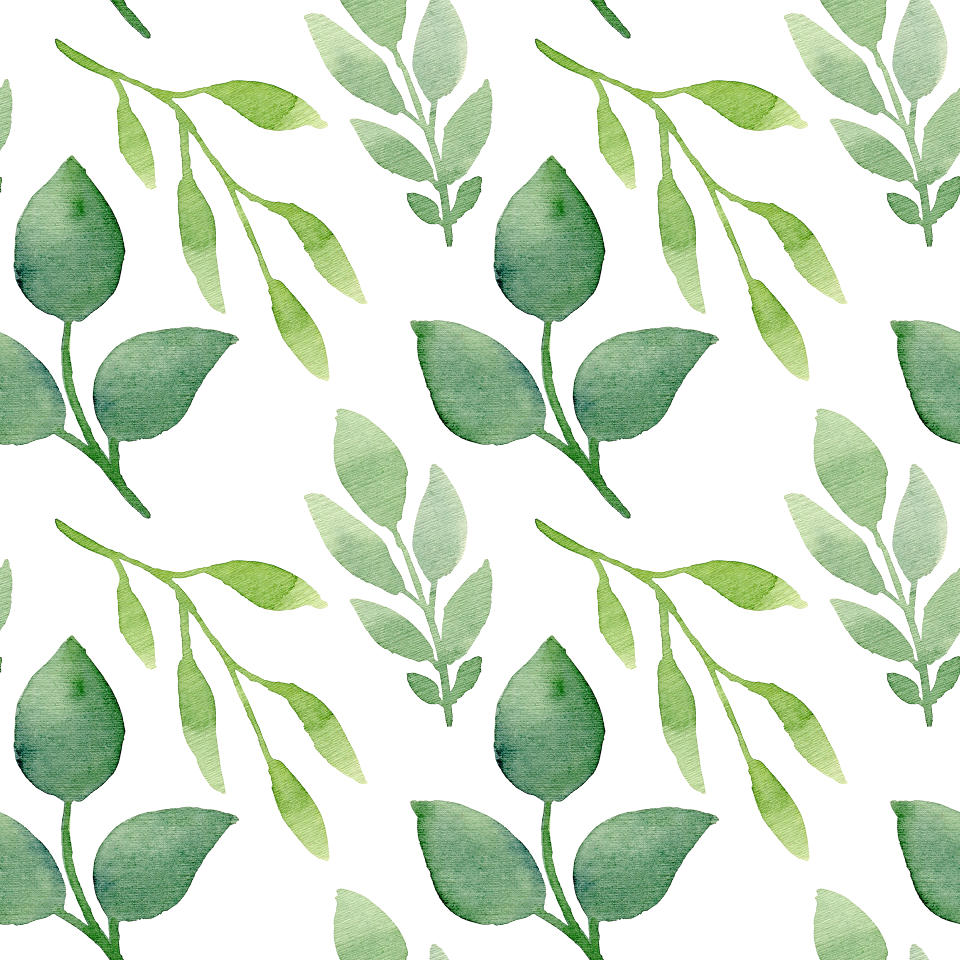 Greenery Floral Watercolor Seamless Pattern Green Leaves Floral