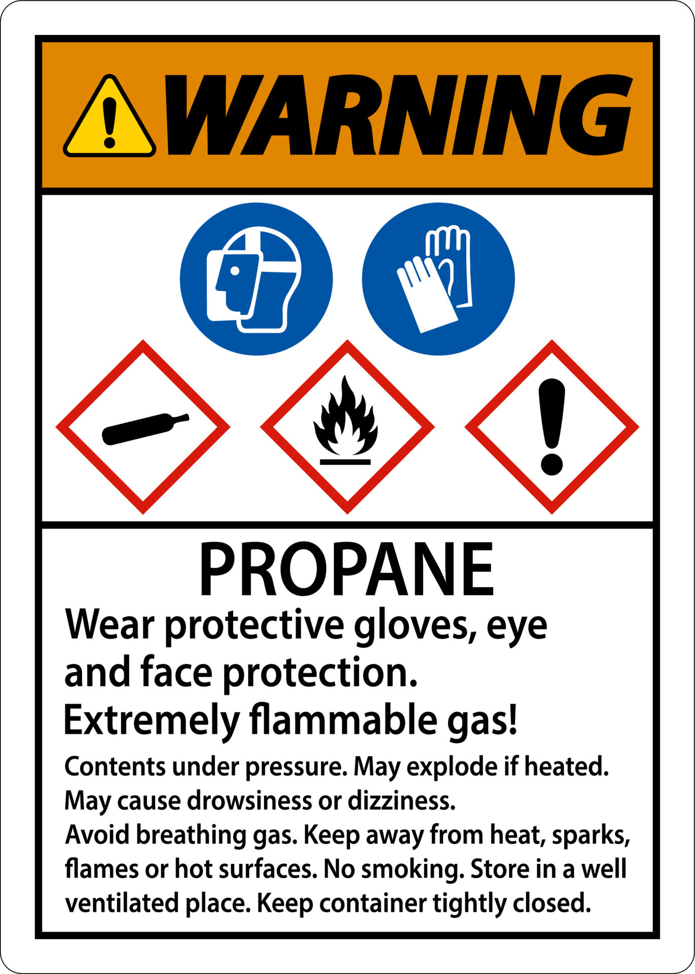 Warning Propane Flammable Gas PPE GHS Sign 13085929 Vector Art at Vecteezy Warning Propane Flammable Gas PPE GHS Sign 13085929 Vector Art at Vecteezy