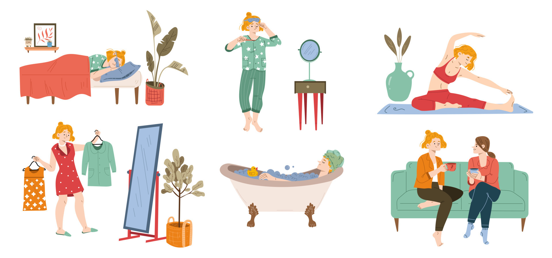 Woman daily routine, day life, girl schedule set 13086453 Vector Art at ... Woman daily routine, day life, girl schedule set 13086453 Vector Art at ...
