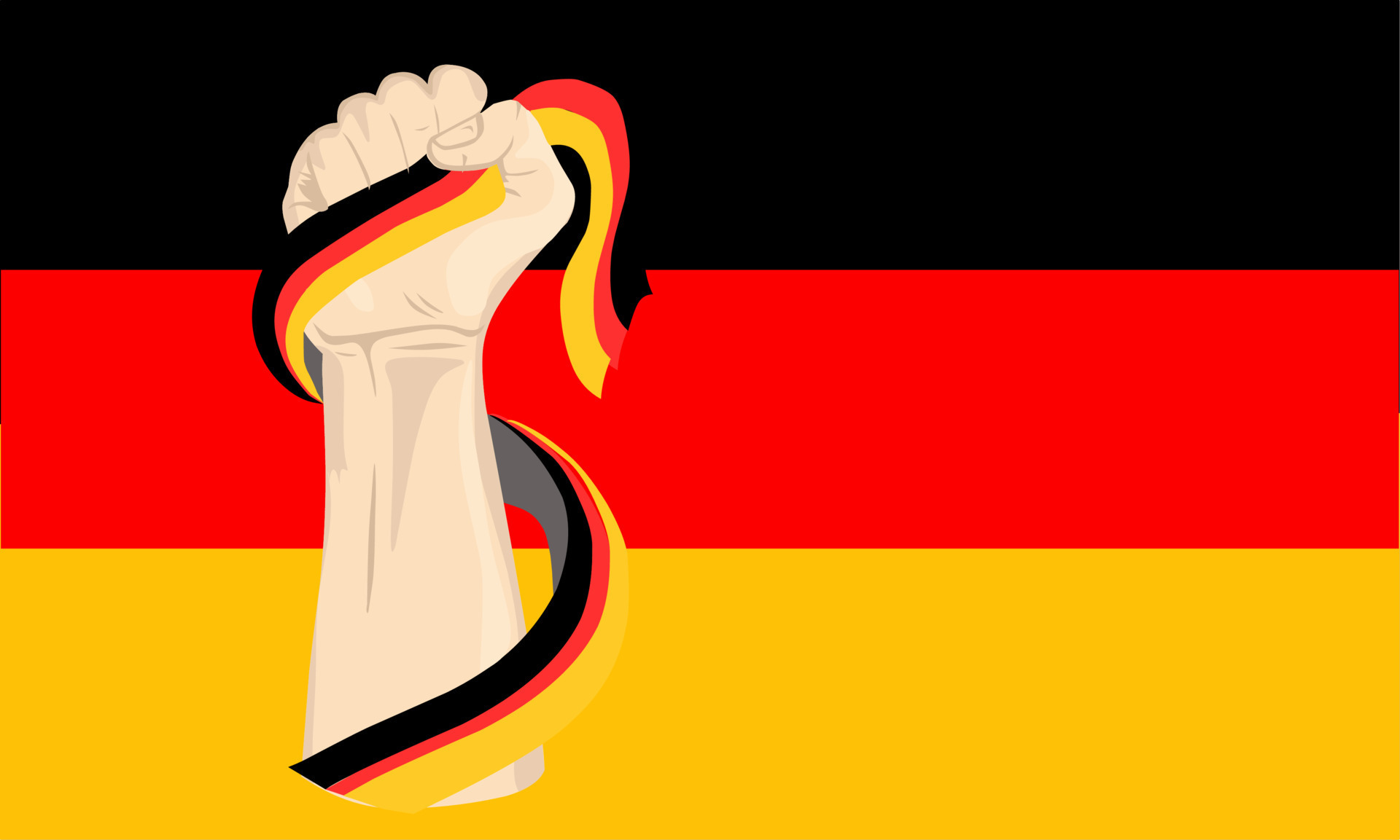 Illustration vector graphic of German independence day with hand holding the German flag ...