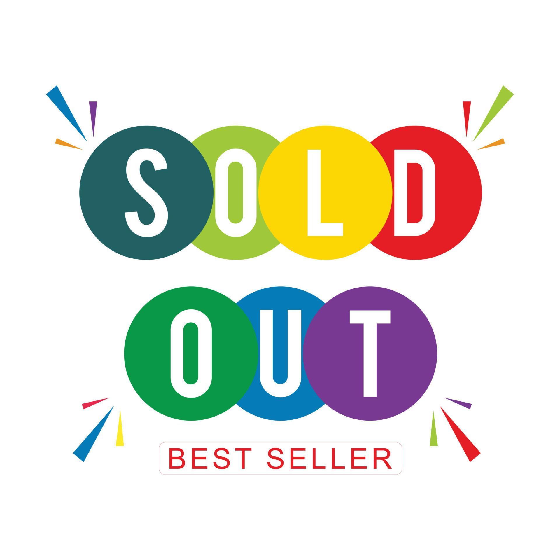 Sold out symbol with bright colors. The sold out icon is in the shape ...
