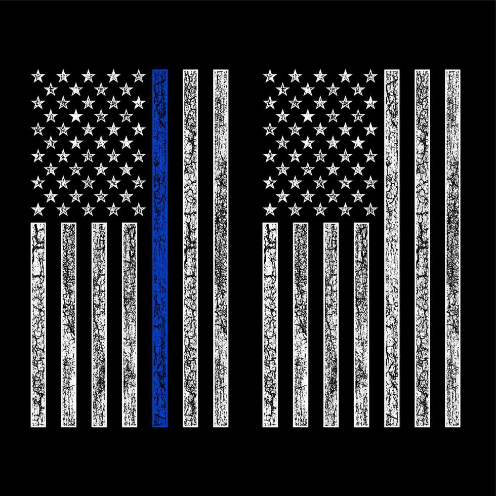 Grunge Usa Police Flag With Thin Blue Line Vector Design 13091401