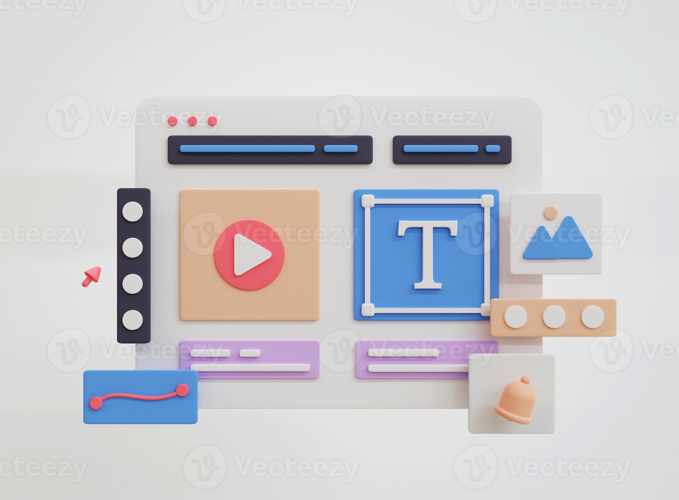 Web UI UX Design concept. 3D Web development and interface design. SEO ...