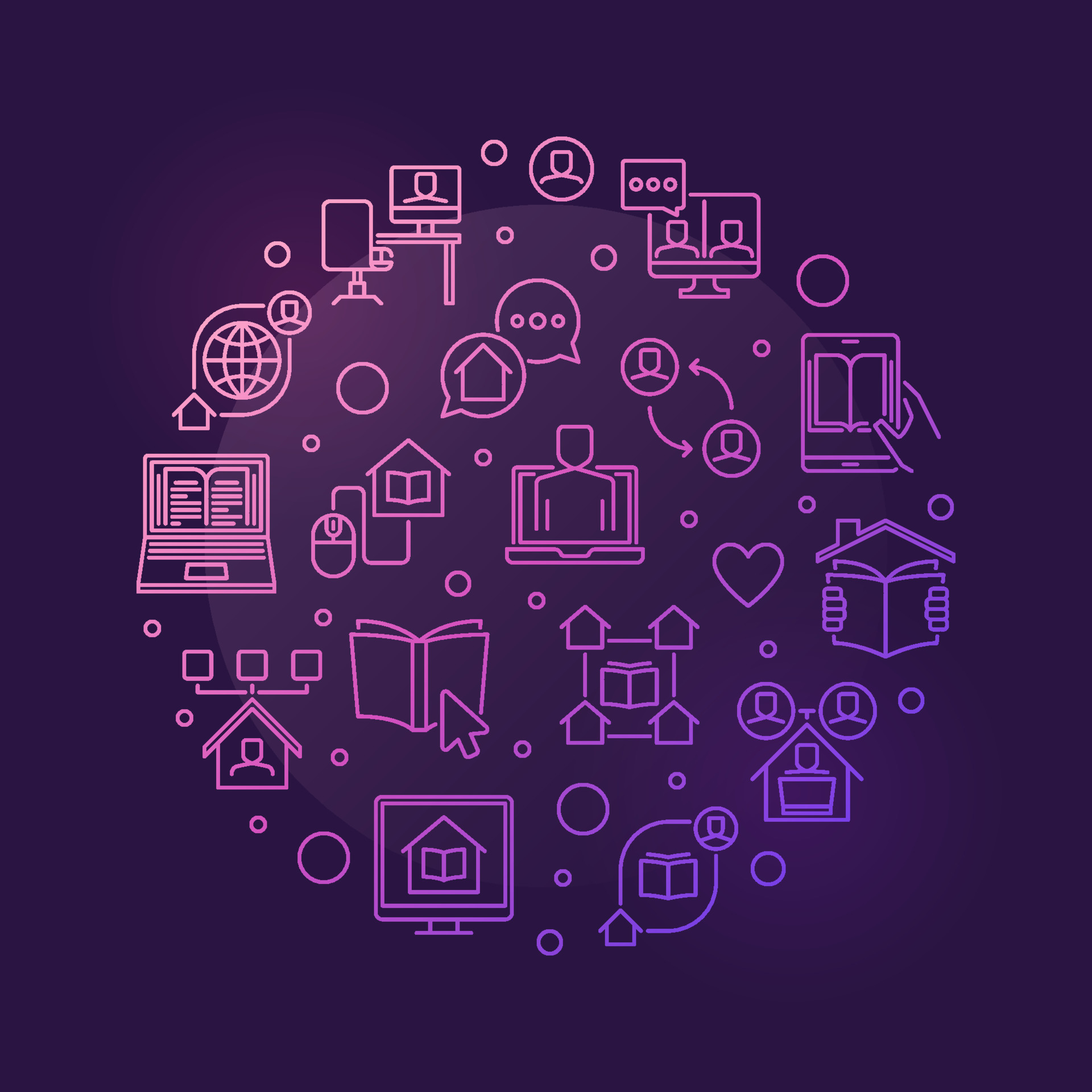 Distance Education vector colorful linear round illustration 13092161 ...