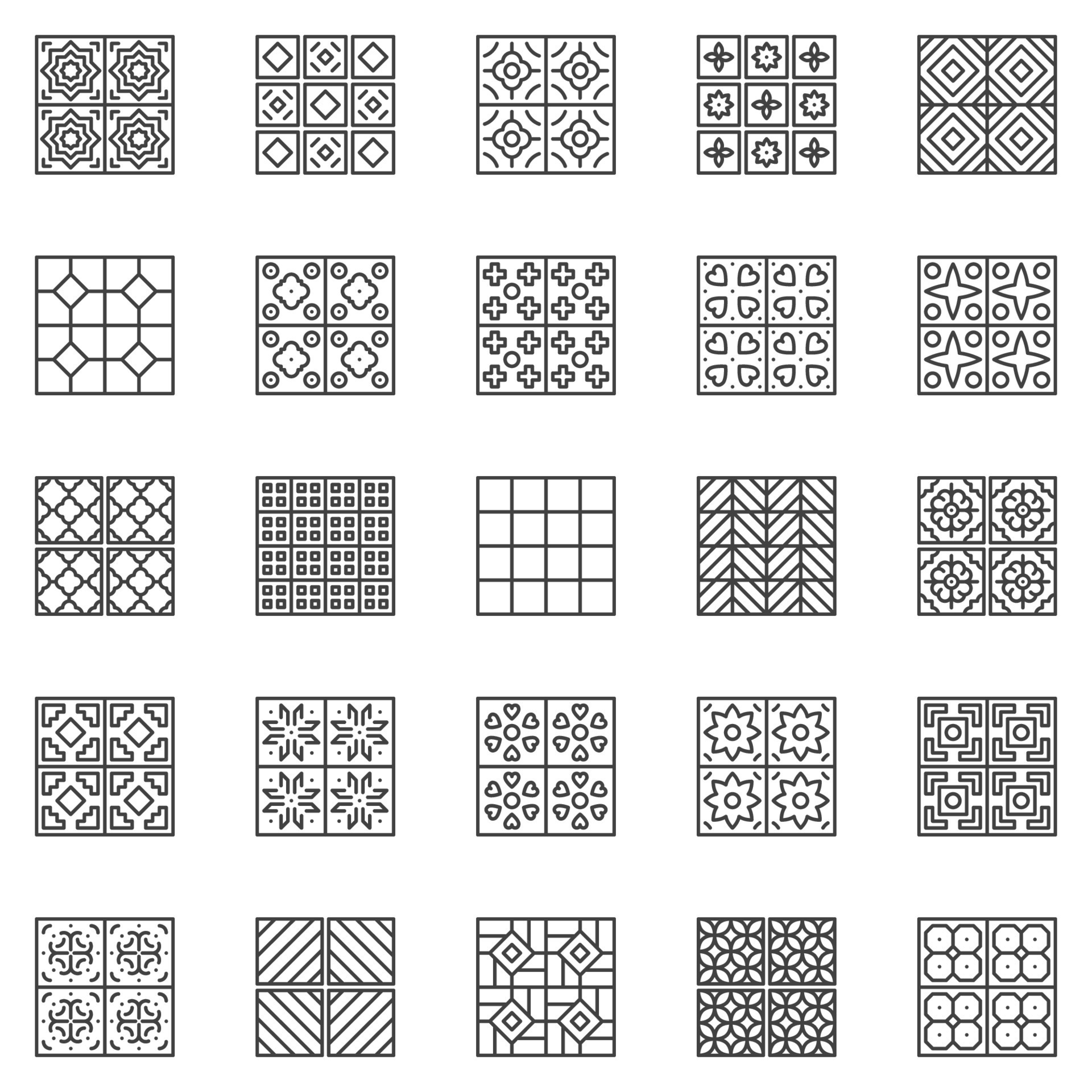 Tile vector outline icons set - ceramic tiles linear symbols 13094172 ...