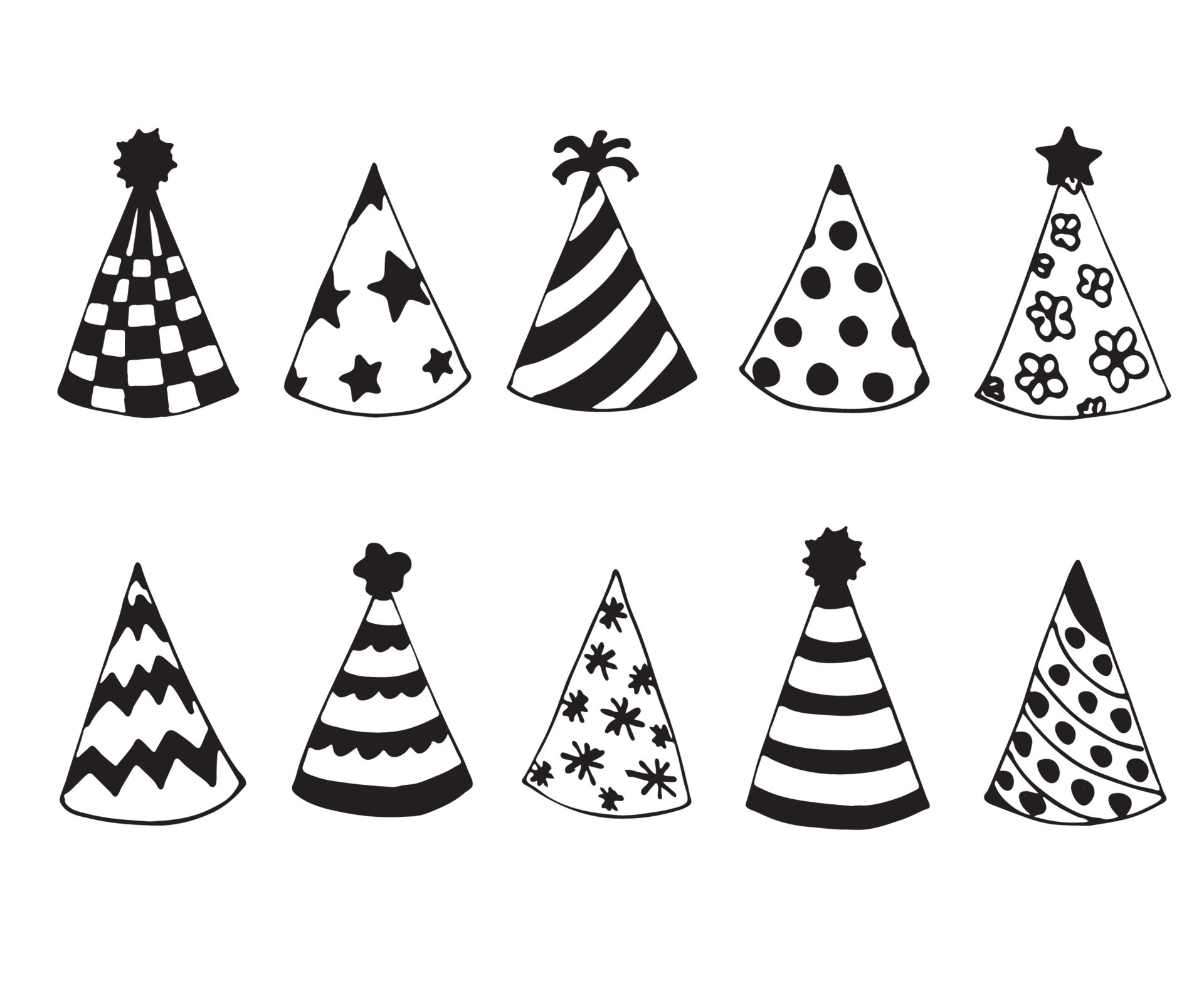 black and white doodle illustration of festive party hats 13095768 ... black and white doodle illustration of festive party hats 13095768 ...