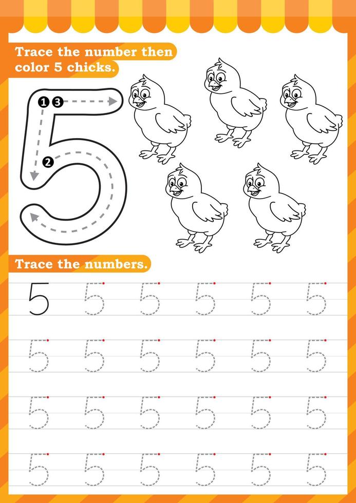 Math worksheet. Numbers activity - Lets learn numbers. 13106850 Vector ...