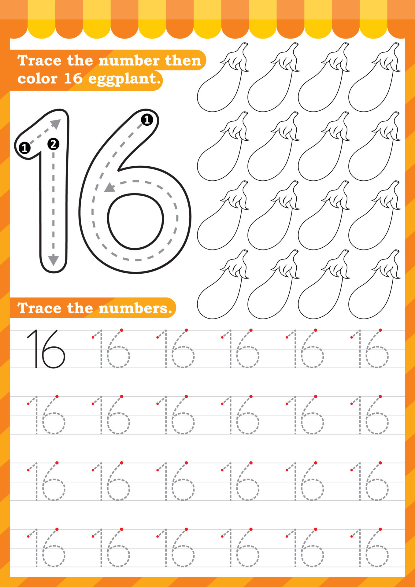 Math worksheet. Numbers activity - Lets learn numbers. 13106851 Vector ...