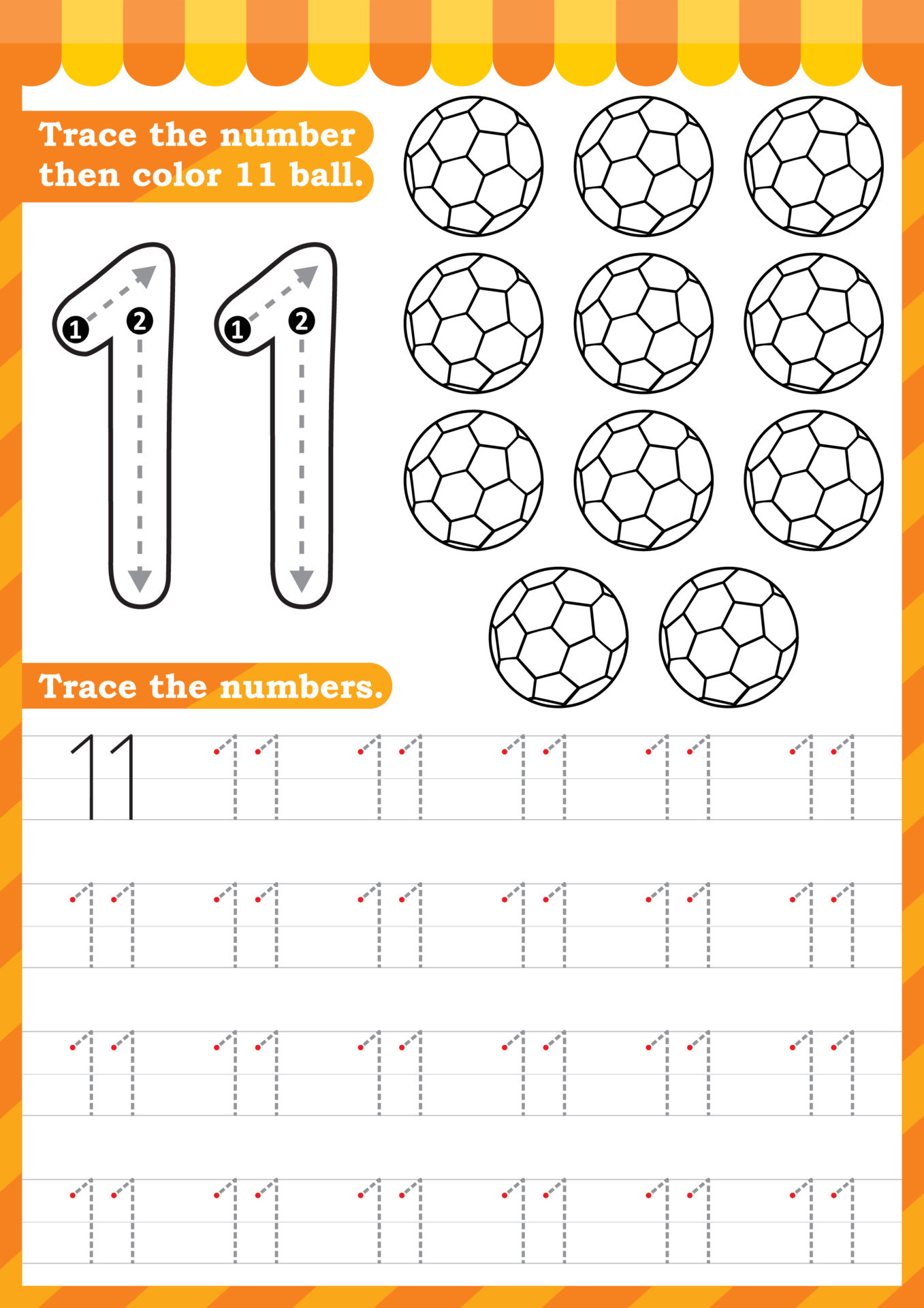 Math worksheet. Numbers activity - Lets learn numbers. 13106874 Vector ...