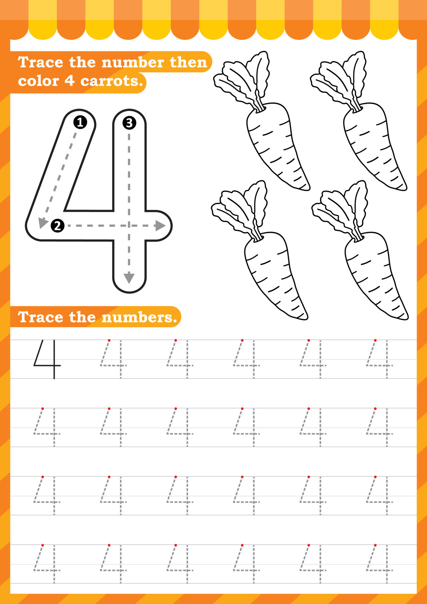 Math worksheet. Numbers activity - Lets learn numbers. 13106891 Vector ...