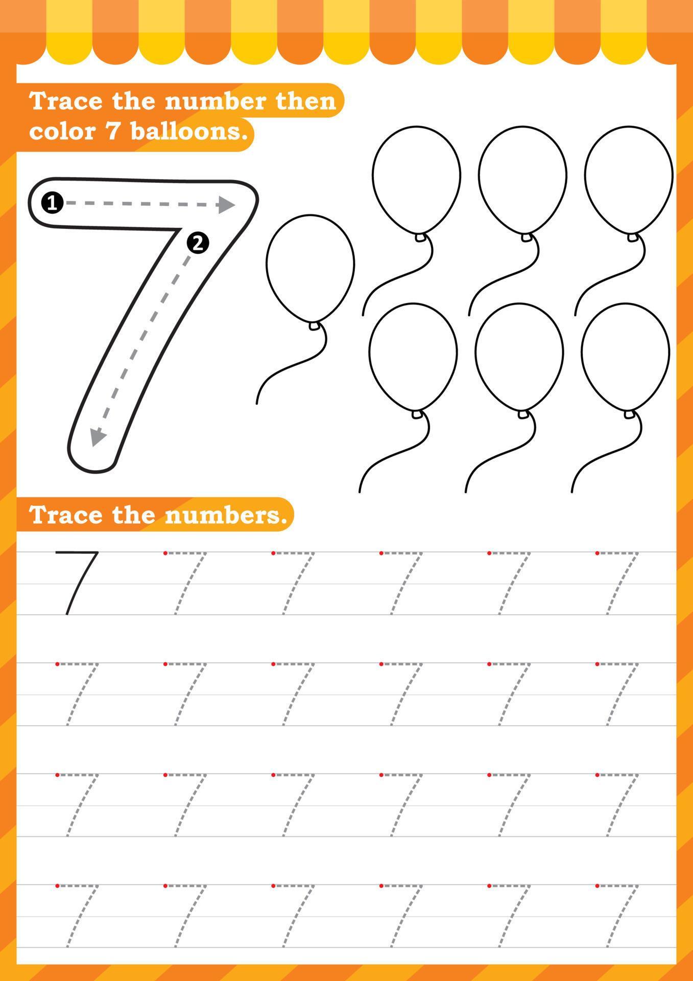 Math worksheet. Numbers activity - Lets learn numbers. 13106911 Vector ...