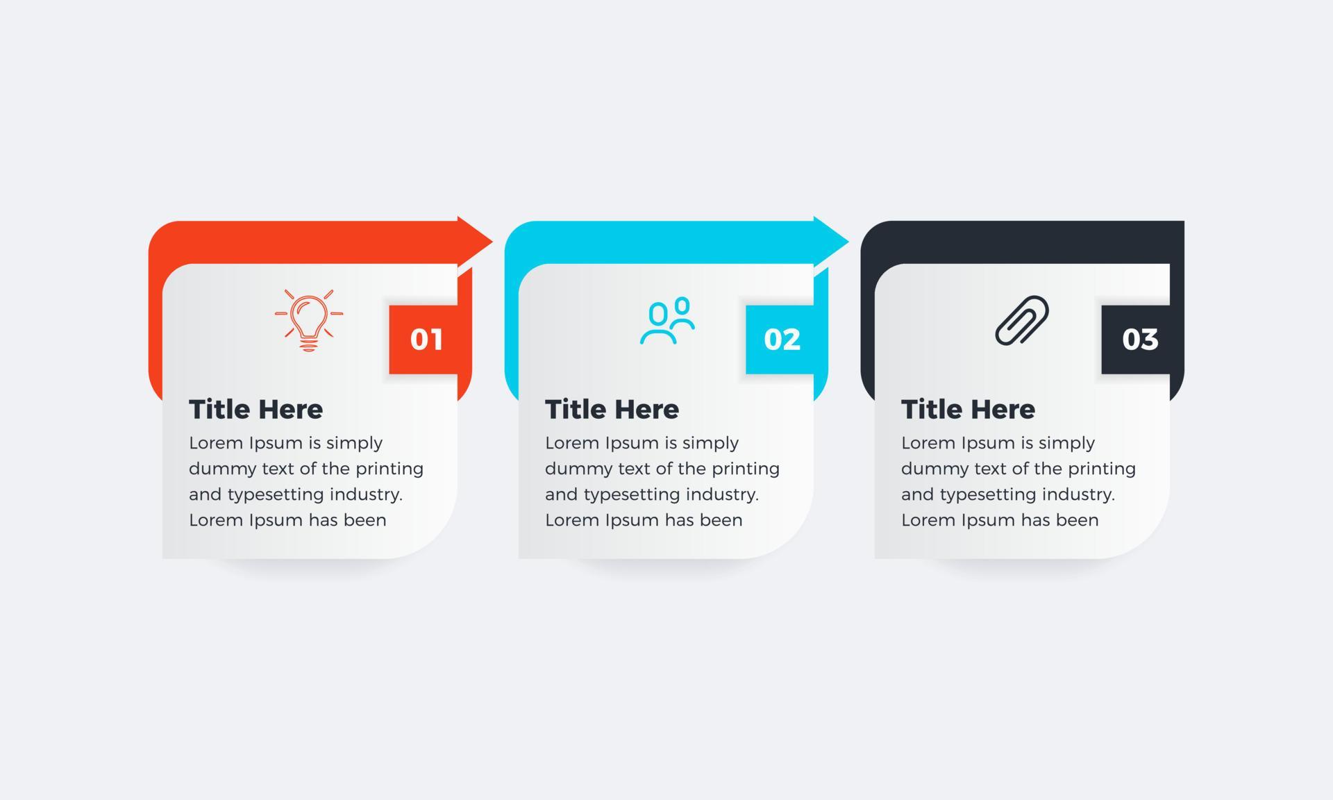Arrow infographic Business process chart 3 steps, template for business infographic presentation ...
