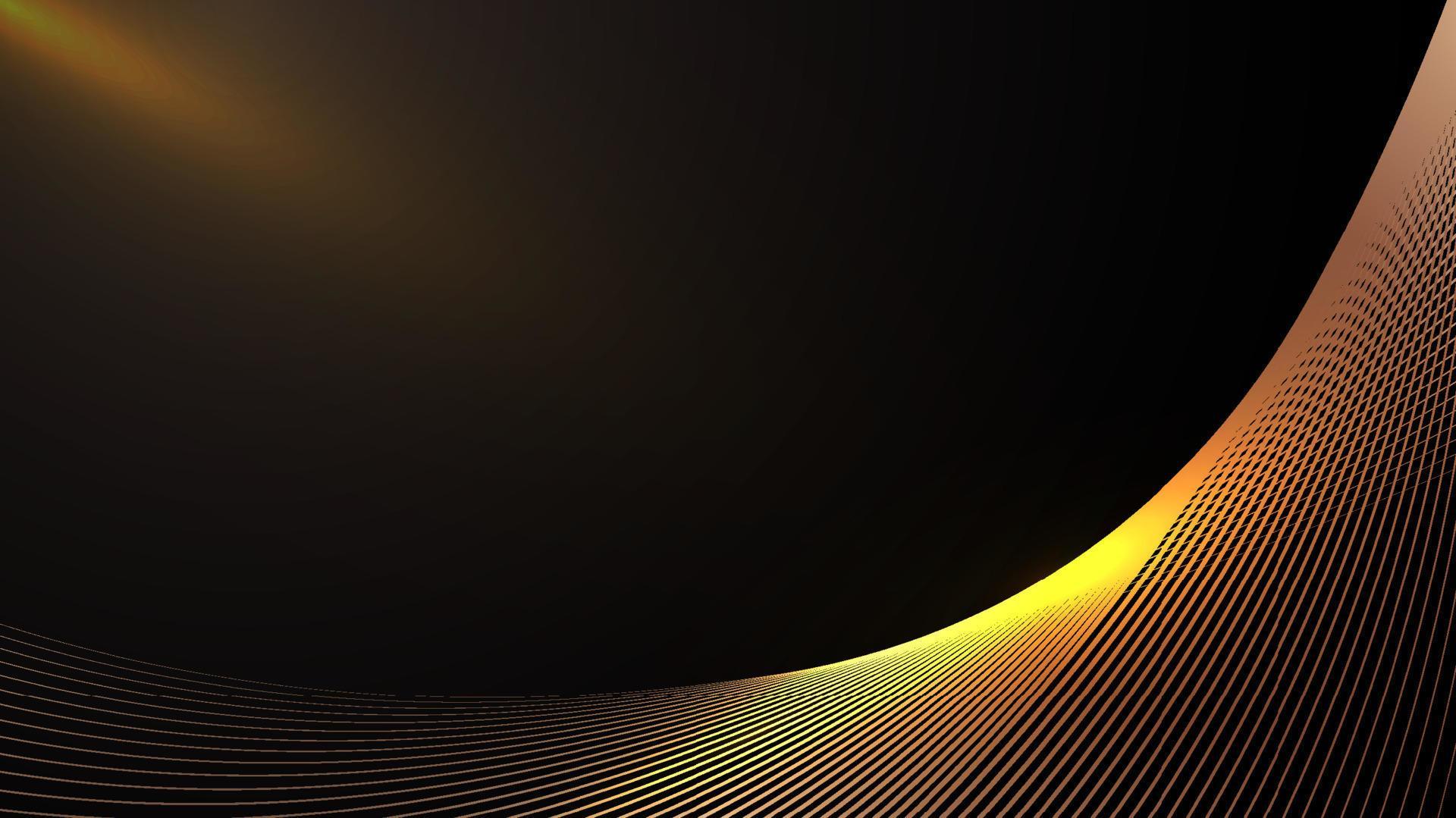 Abstract golden curved lines pattern with lighting effect on black background luxury style ...