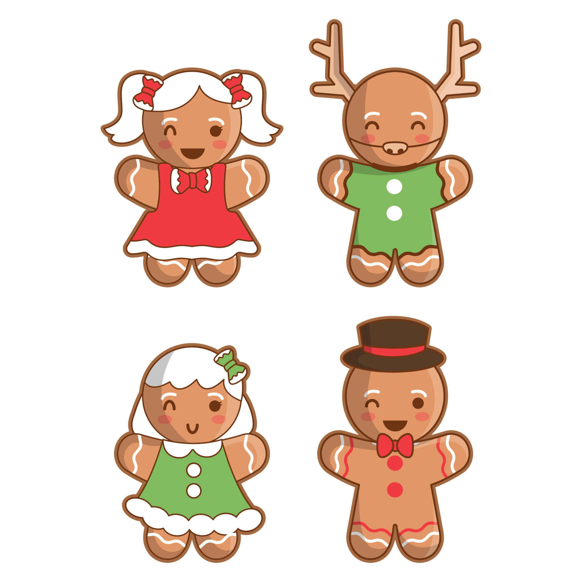 Cute Chibi Christmas Gingerbread Man Vector Illustration 13114266
