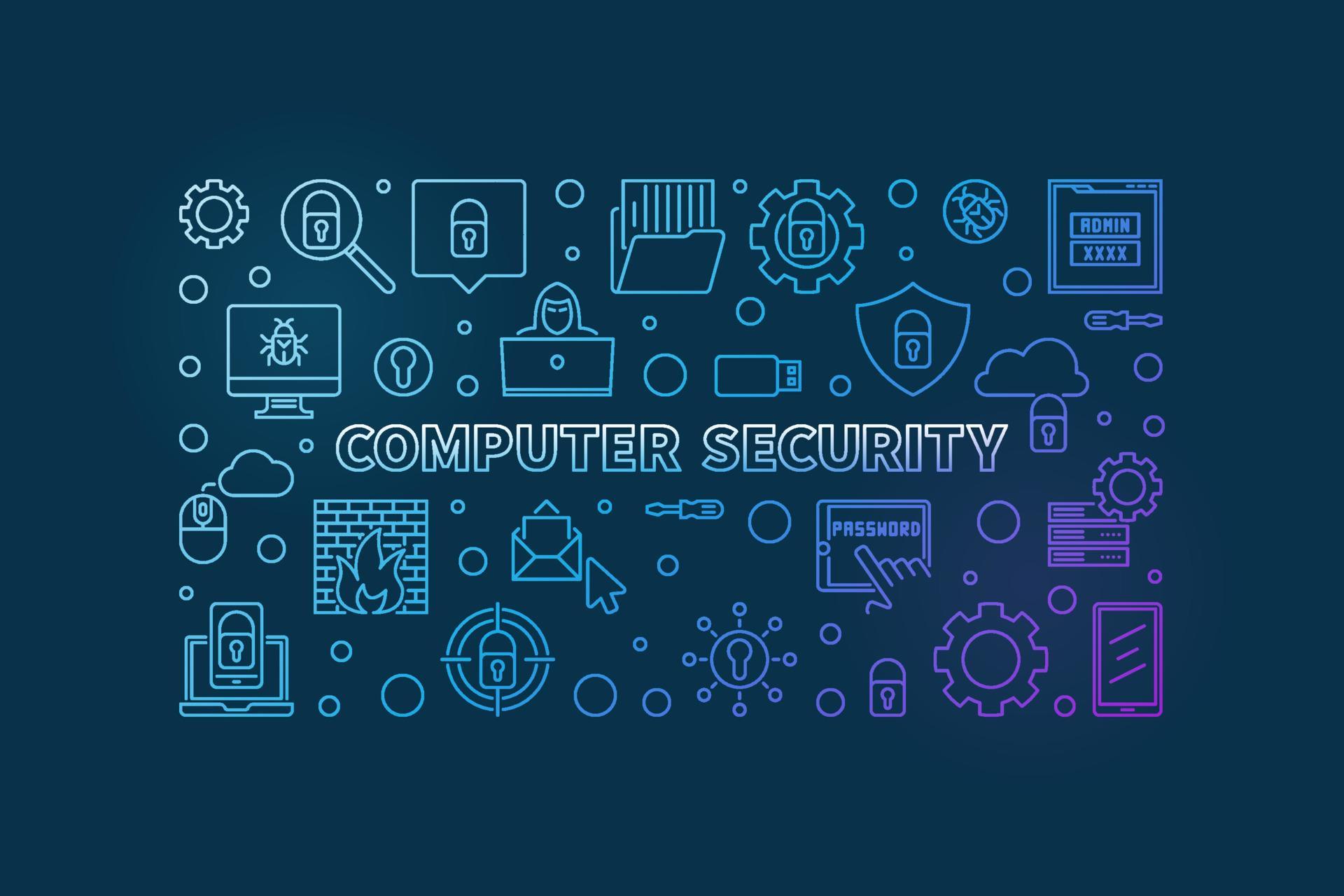 Vector Computer Security colorful line horizontal illustration 13115697 ...
