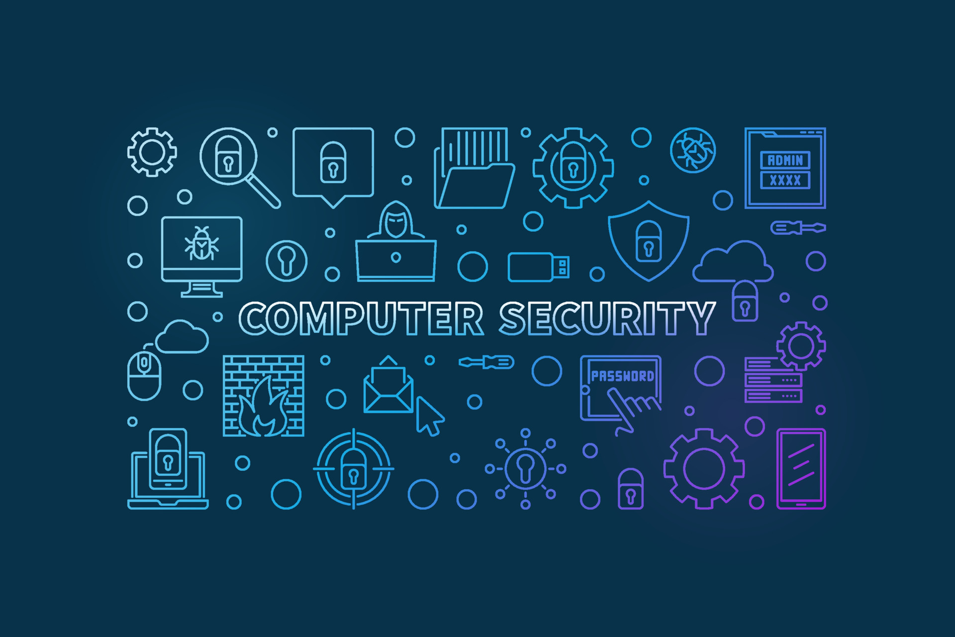 Vector Computer Security colorful line horizontal illustration 13115697 ...