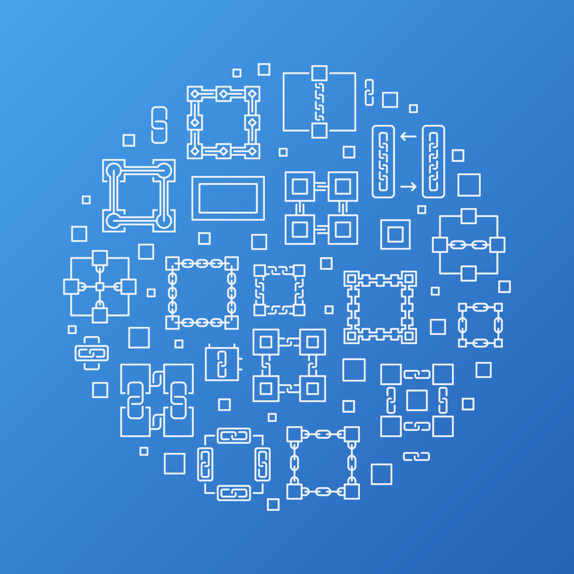 Vector Blockchain Concept Round Minimal Line Illustration 13115770