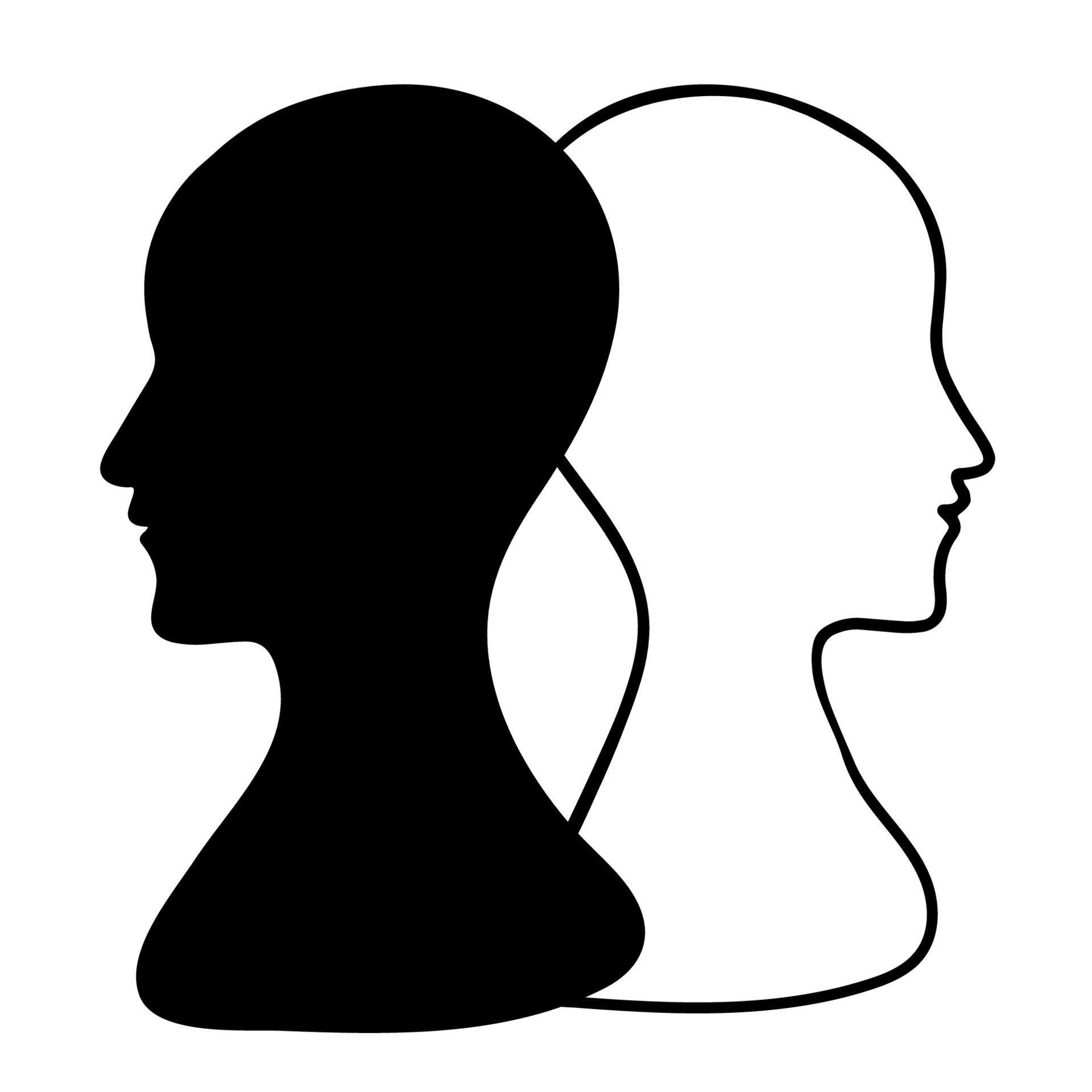 BPD Simple concept. Minimalistic Icon of human head with bipolar disorder or borderline ...