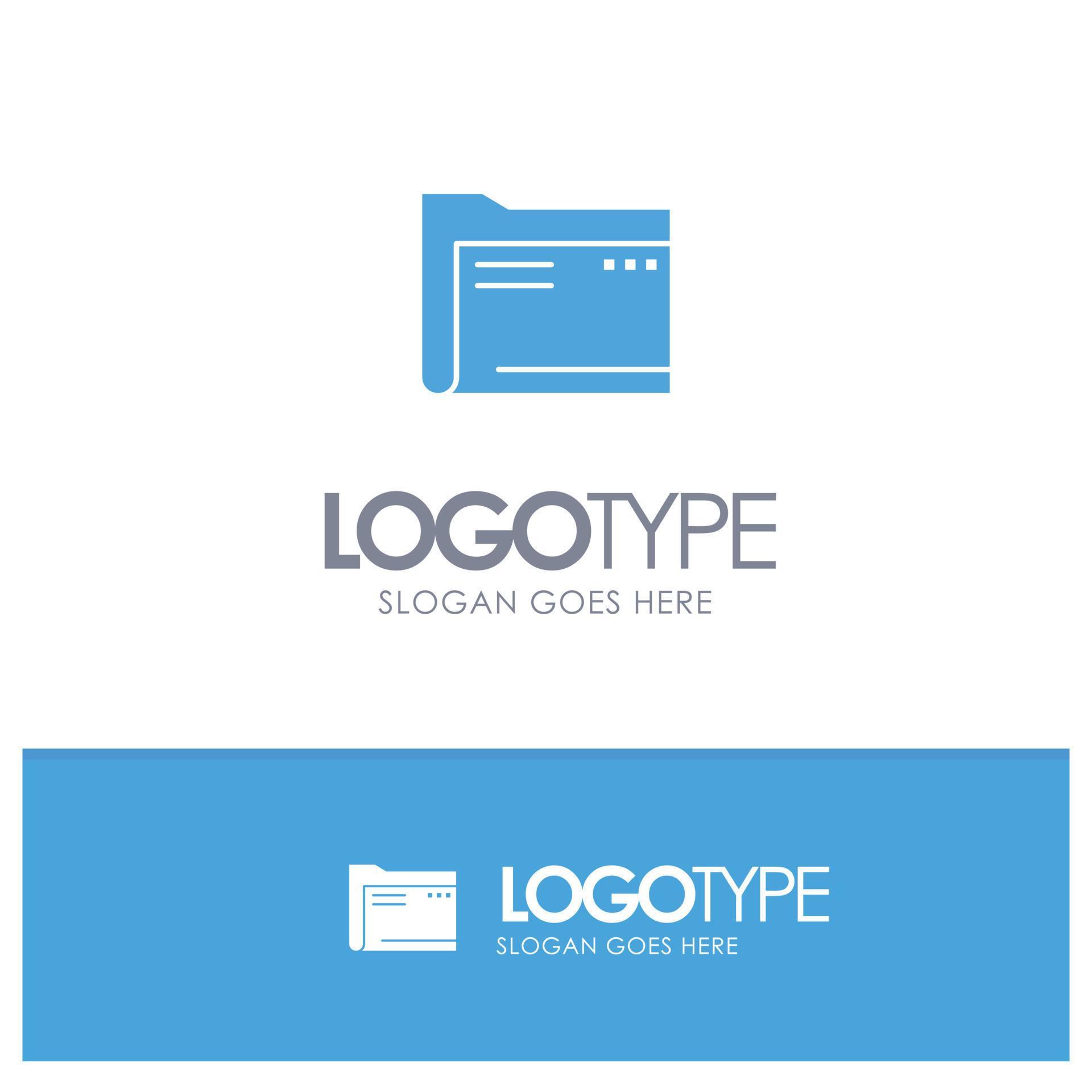 Folder Archive Computer Document Empty File Storage Blue Solid Logo With Place For Tagline