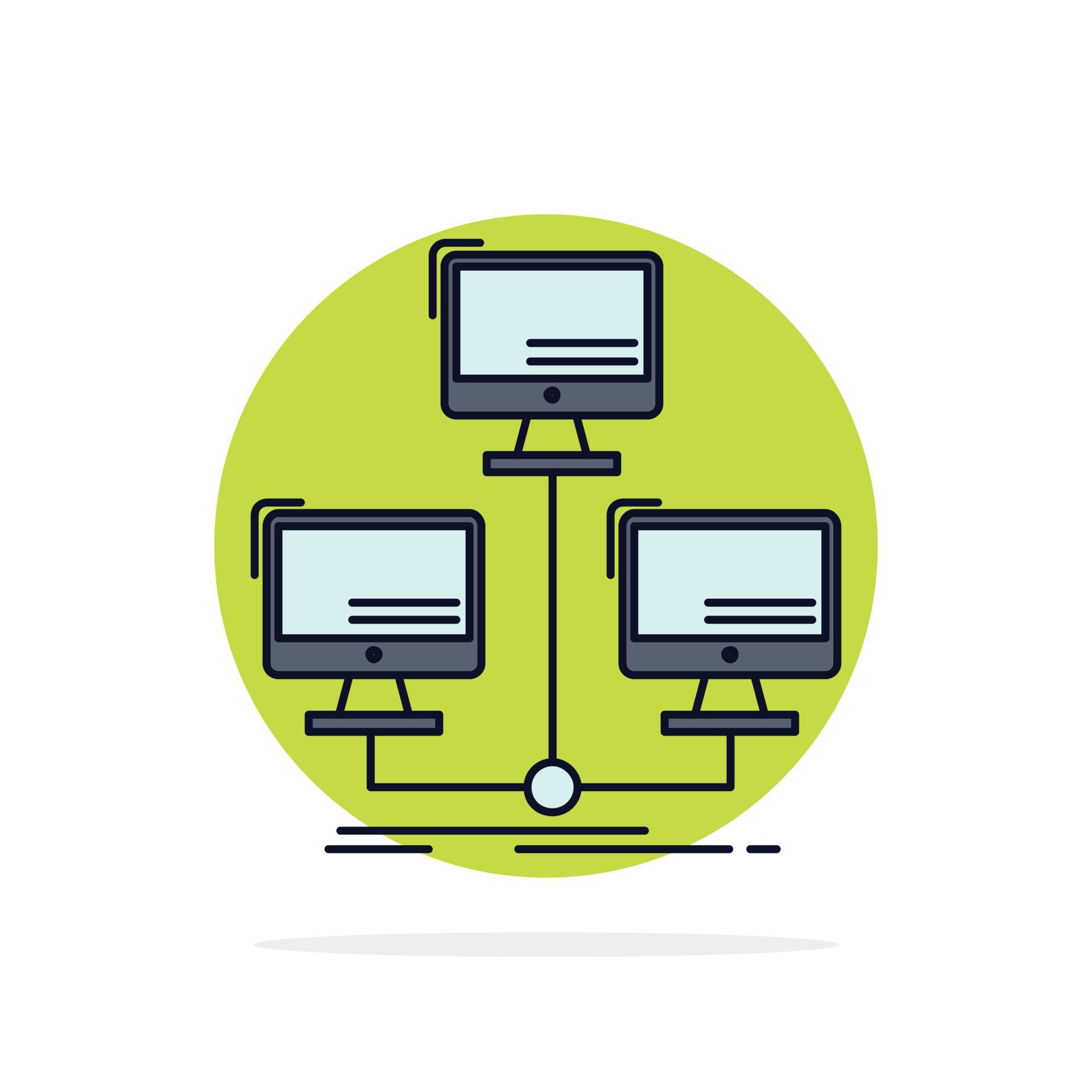 Database Distributed Connection Network Computer Flat Color Icon Vector