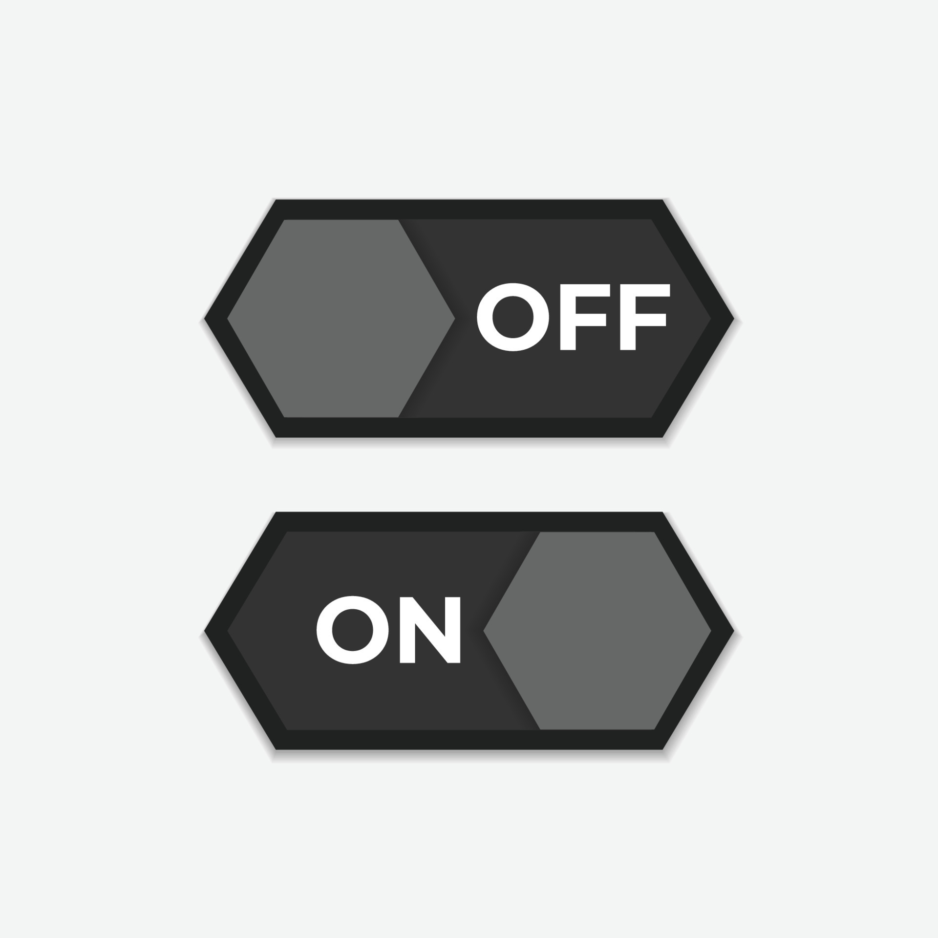 Off And On Button Switch Color Black Hexagon Design 13119442 Vector Art ...