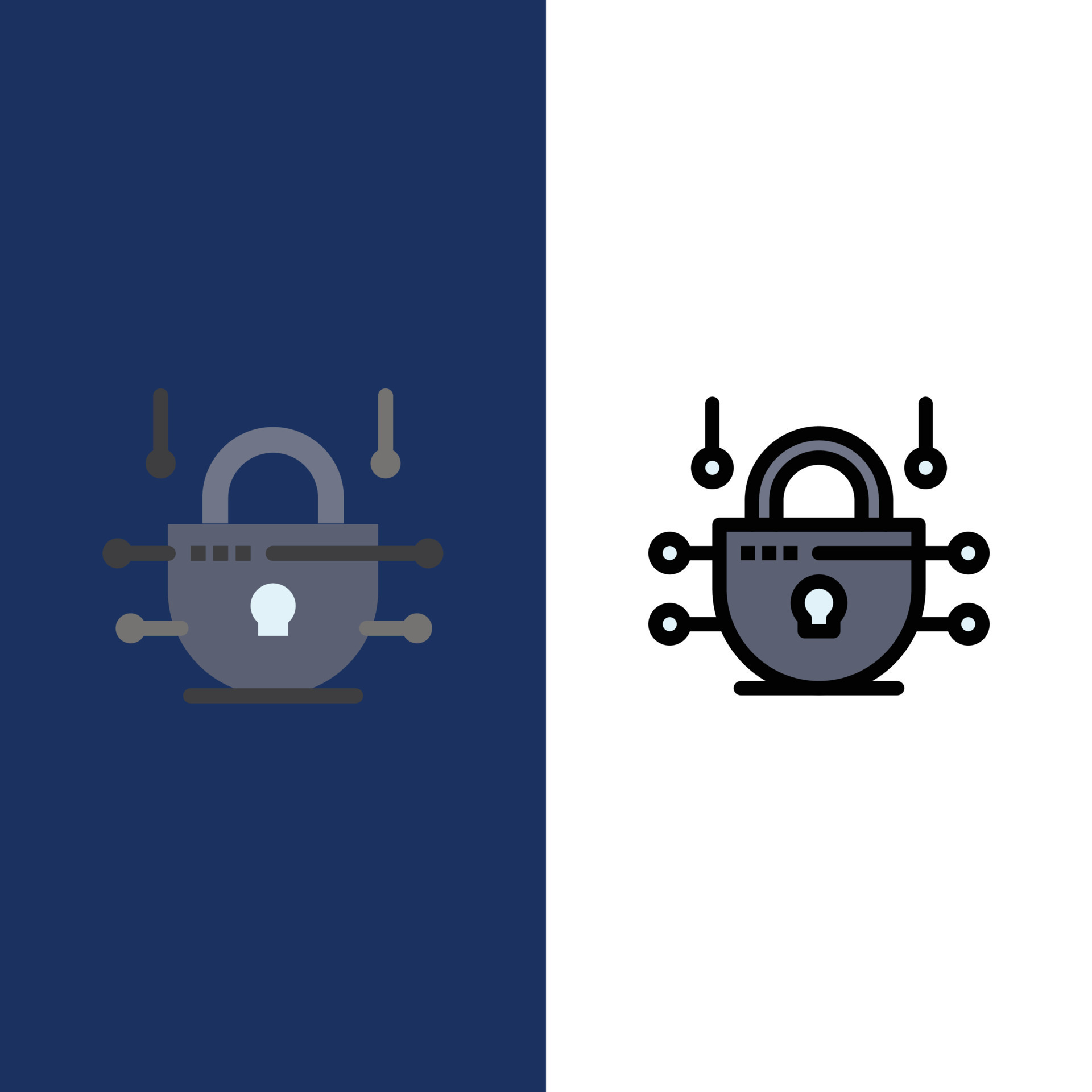 Internet Network Network Security Icons Flat And Line Filled Icon Set