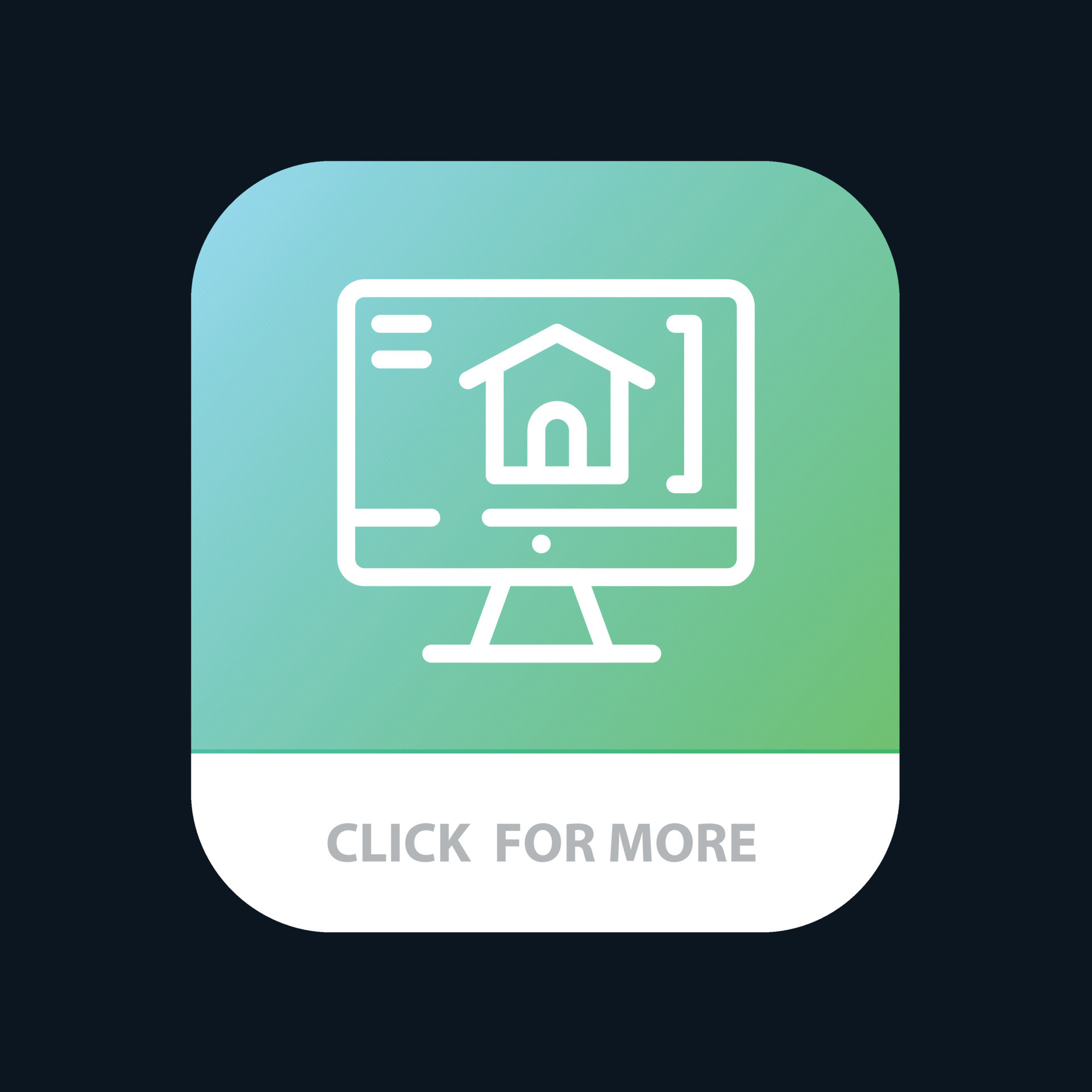 Computer Home House Mobile App Button Android And Ios Line Version
