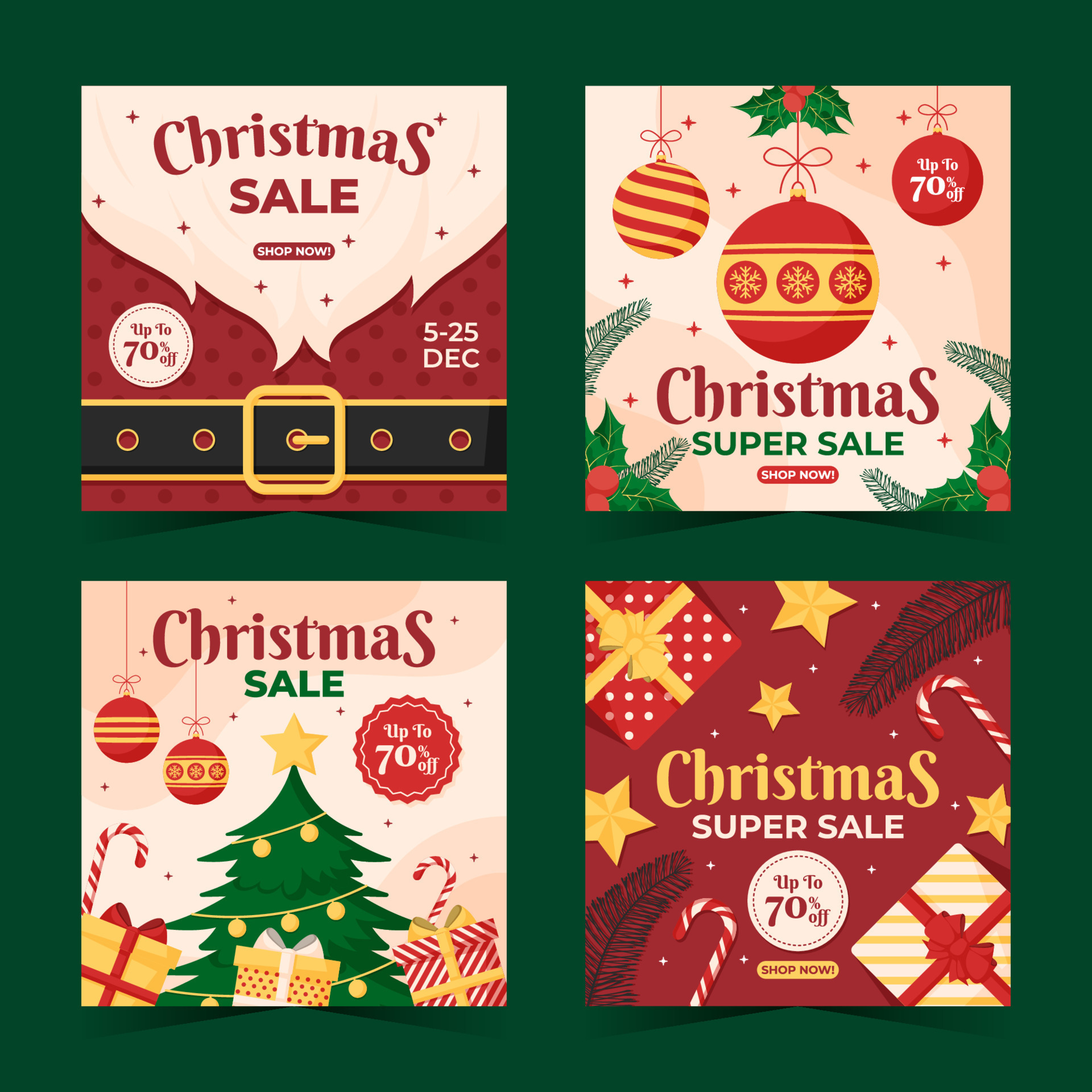 Christmas Sale Social Media Posts 13122994 Vector Art At Vecteezy
