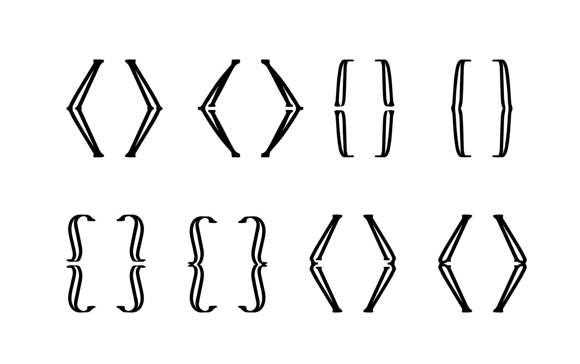 Black curly braces set vector illustration isolated on white background ... Black curly braces set vector illustration isolated on white background ...